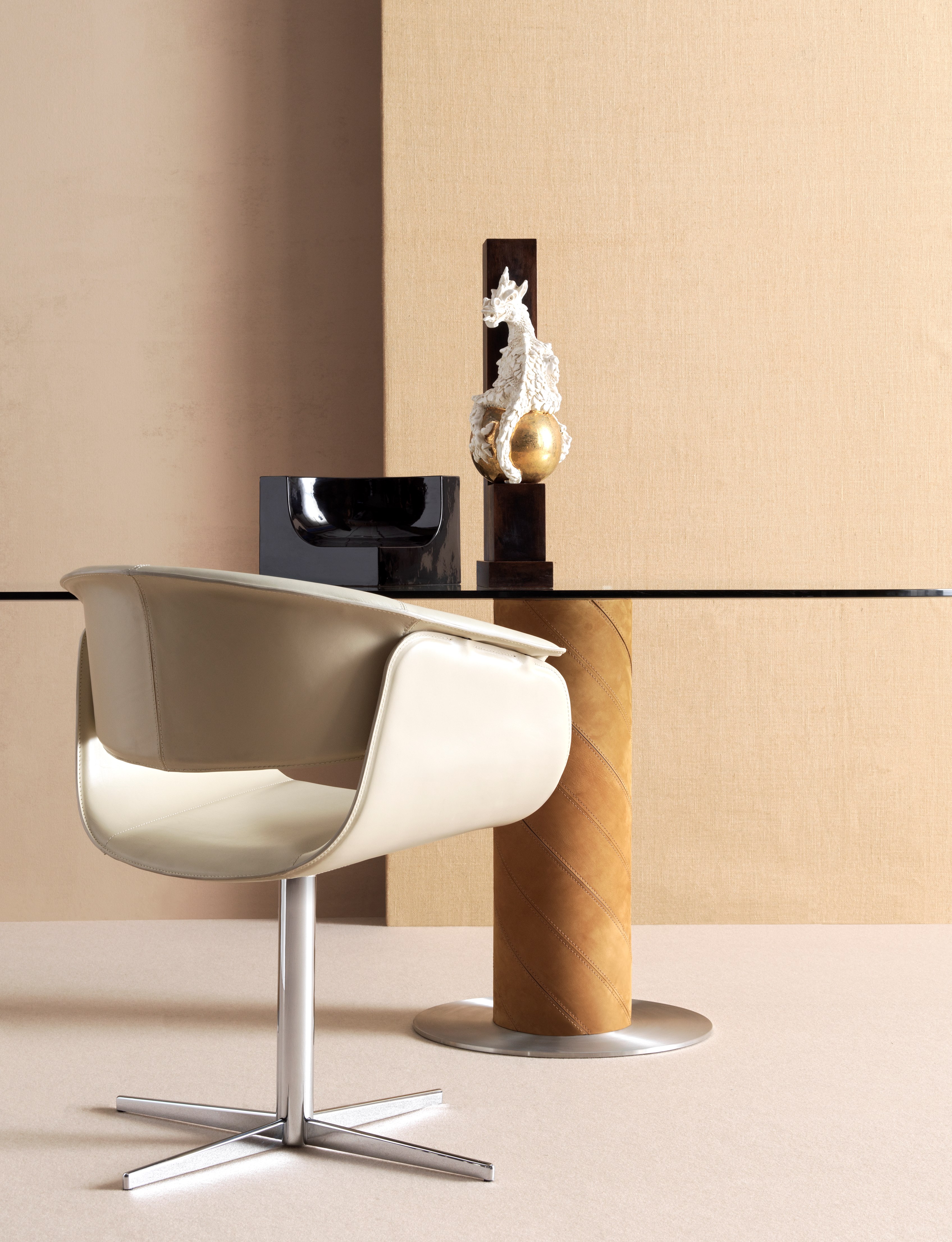 AIRLUX With 4-spoke base leather chair with armrests By fasem | design ...