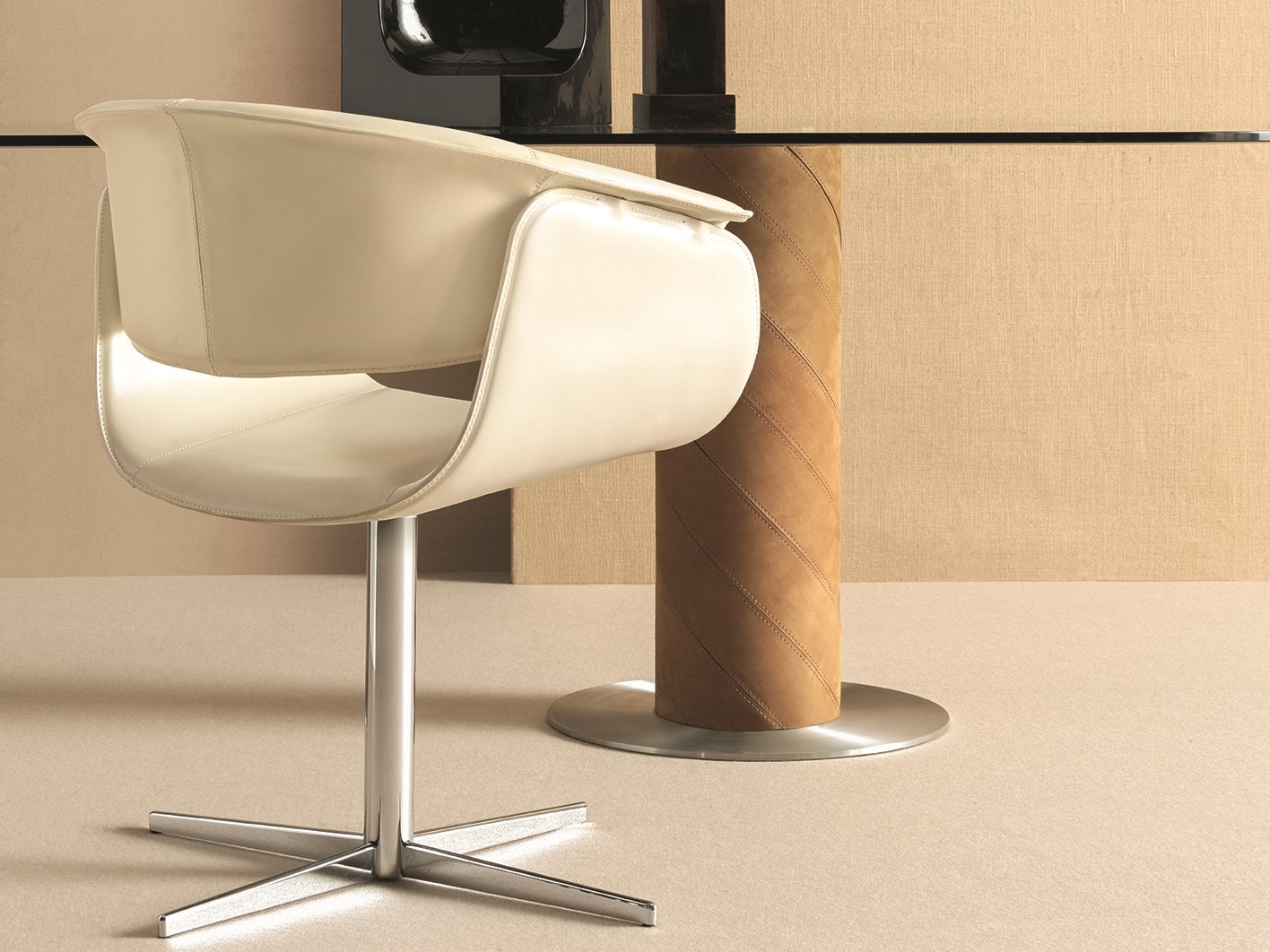 AIRLUX With 4-spoke base leather chair with armrests By fasem | design ...