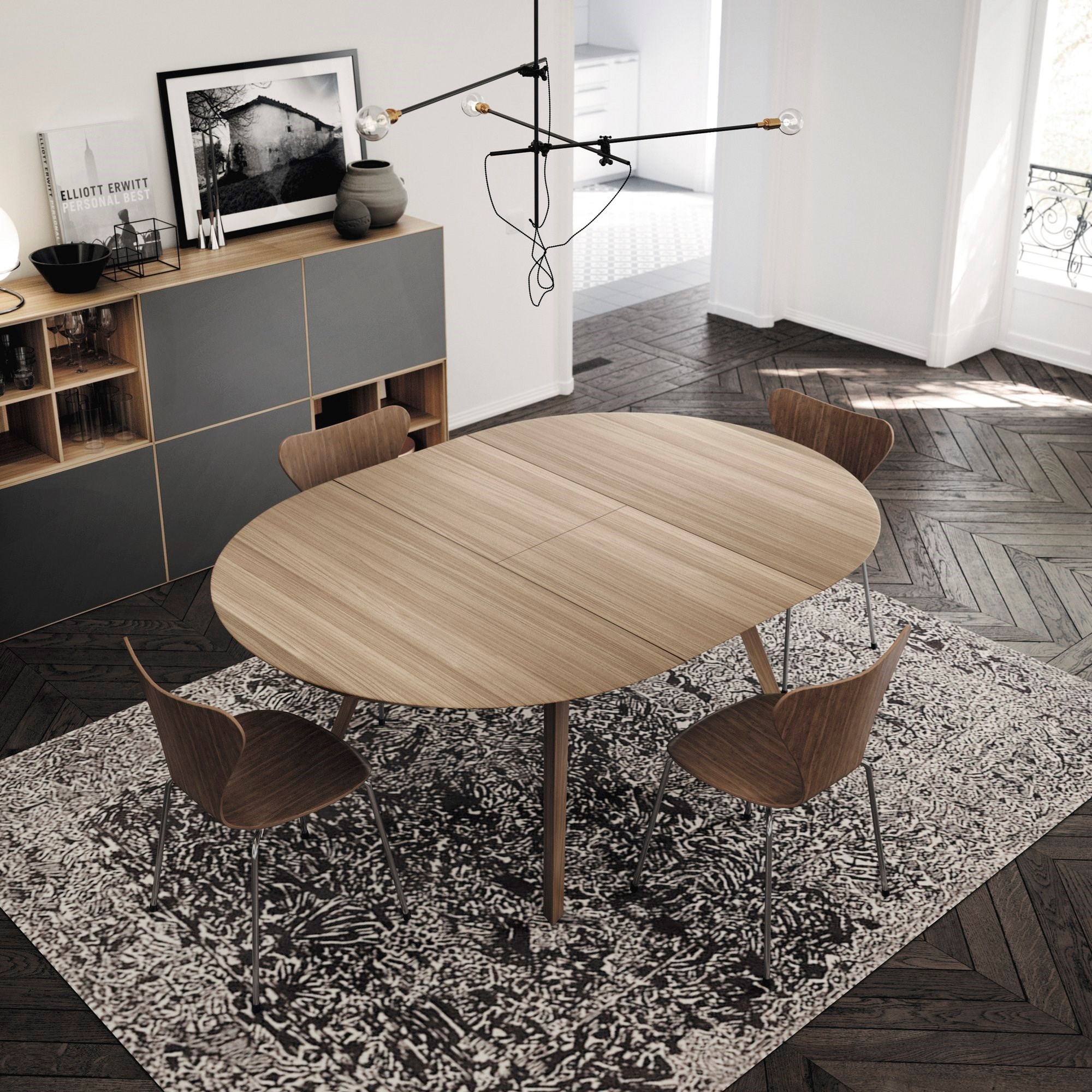 AISE Extending round wooden table By TREKU | design Ibon Arrizabalaga