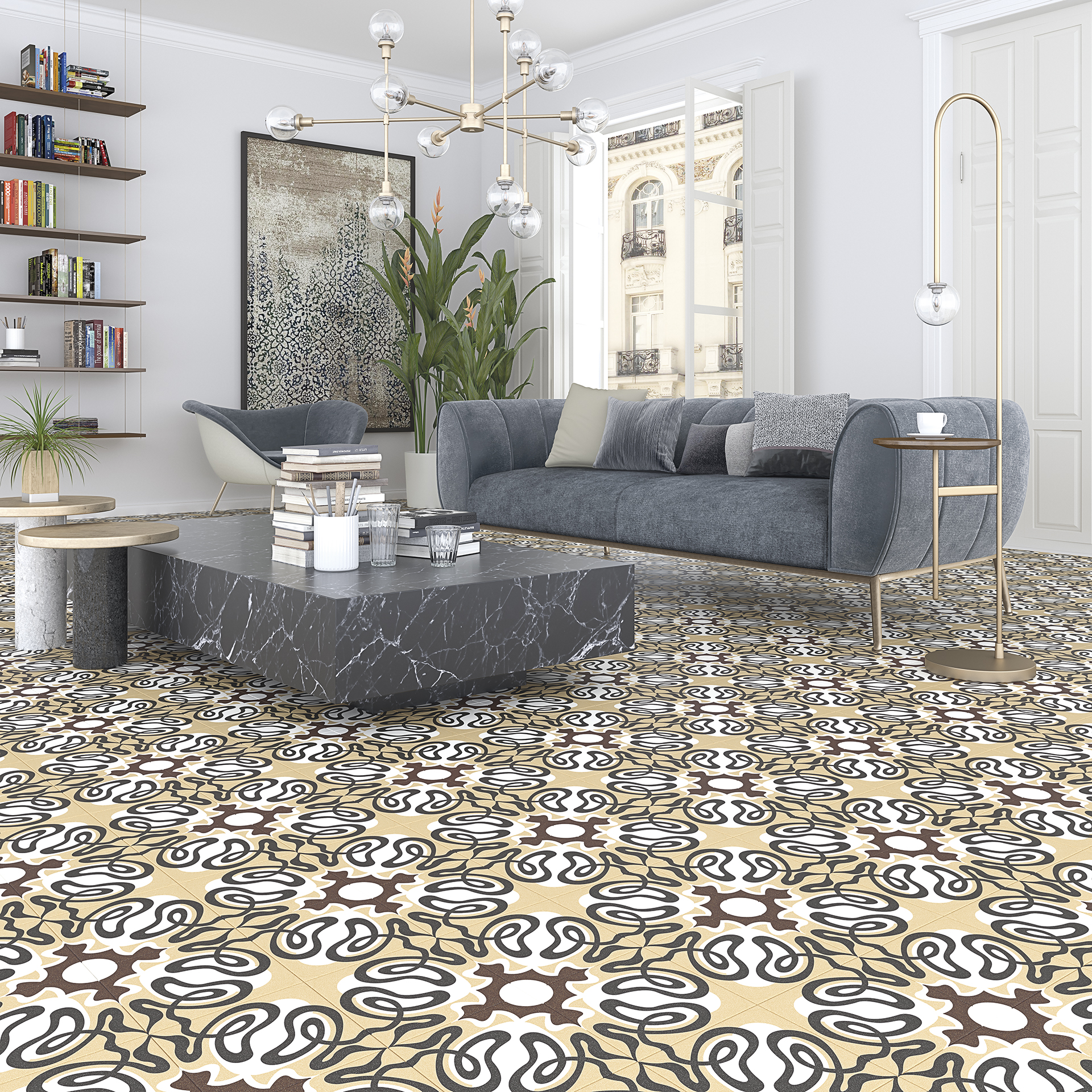 Porcelain stoneware flooring with encaustic effect ALAMEDA By VIVES