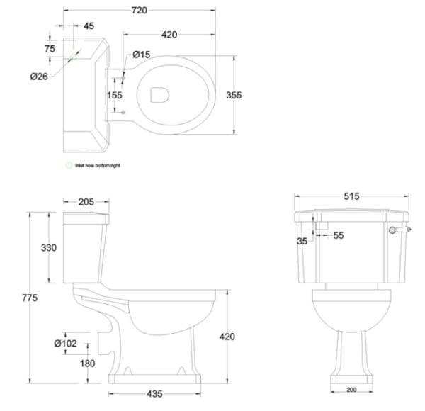 BESPOKE | Inodoro con cisterna Inodoro de Vitreous China de suelo con ...
