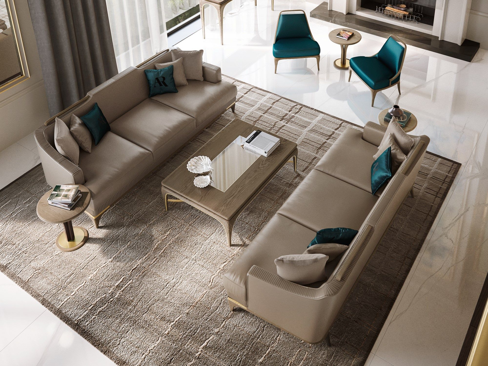 ALEXANDER 3 seater leather sofa By A.R. Arredamenti