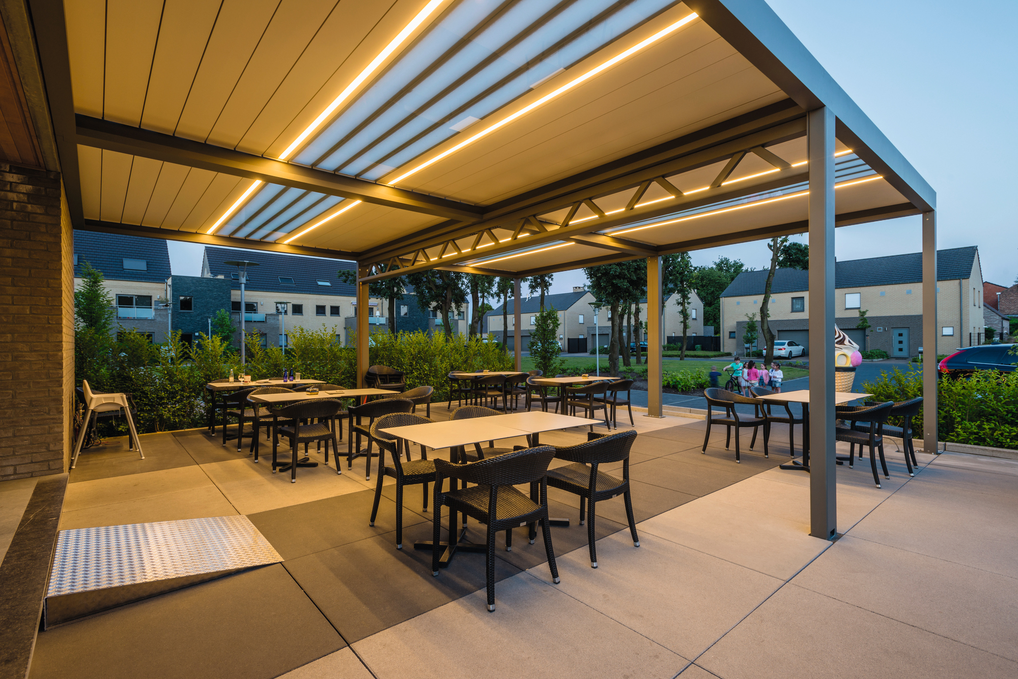 ALGARVE® Motorized pergola with adjustable louvers By RENSON