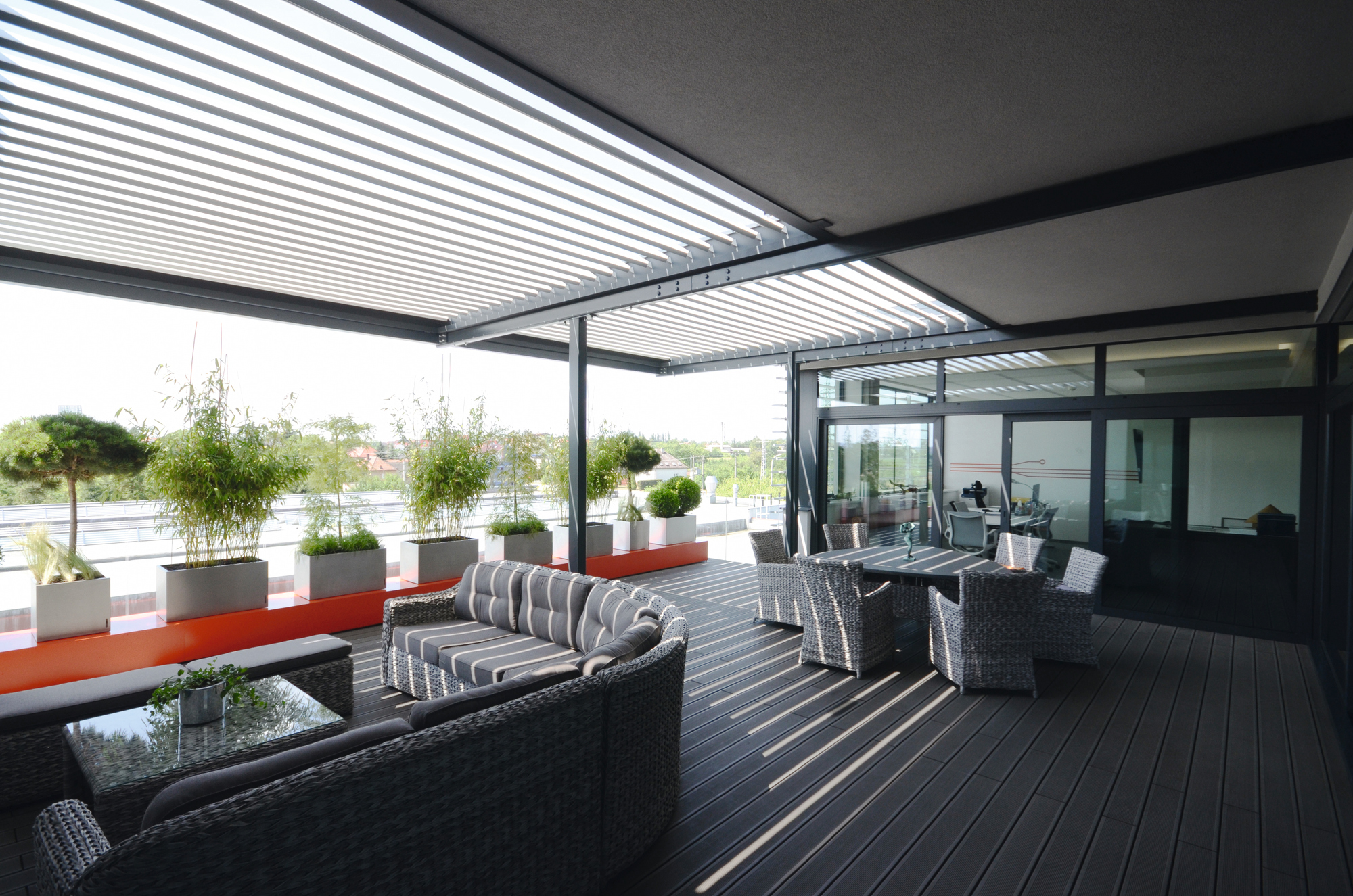 ALGARVE® Motorized pergola with adjustable louvers By RENSON
