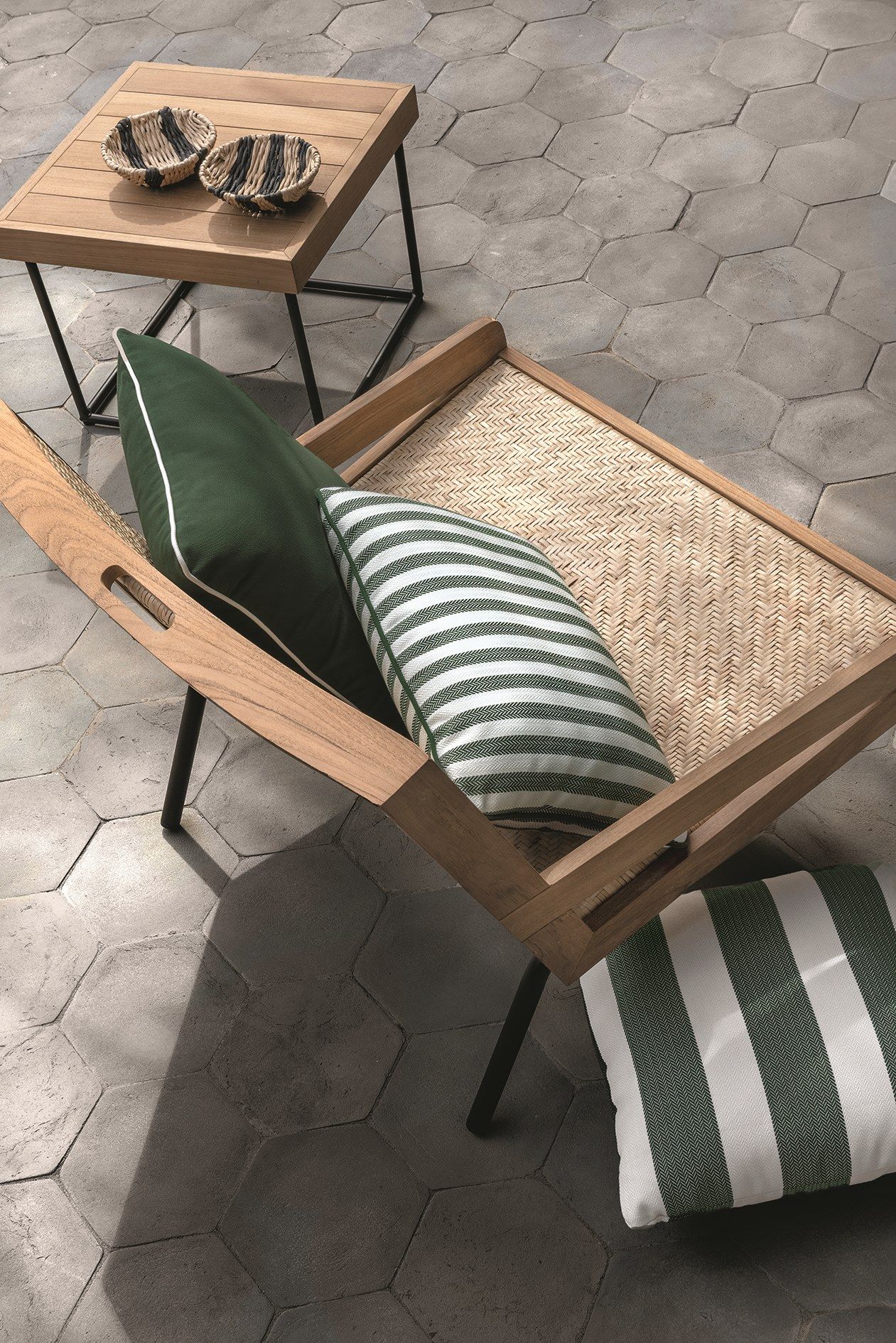 ALLAPERTO VERANDA Teak and rattan armchair with armrests By Ethimo | design Matteo Thun ...