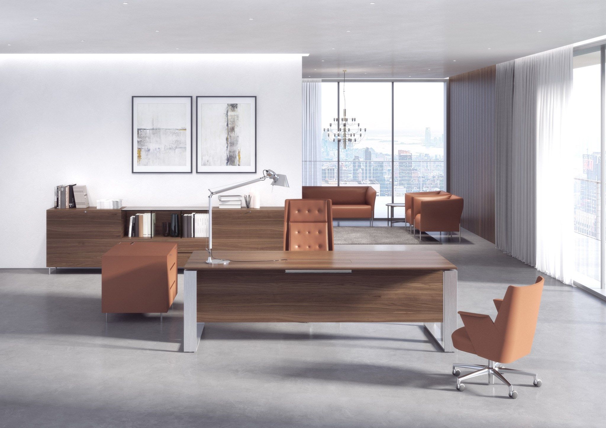 ALTAGAMMA Wood and glass executive desk with cable management By ESTEL ...