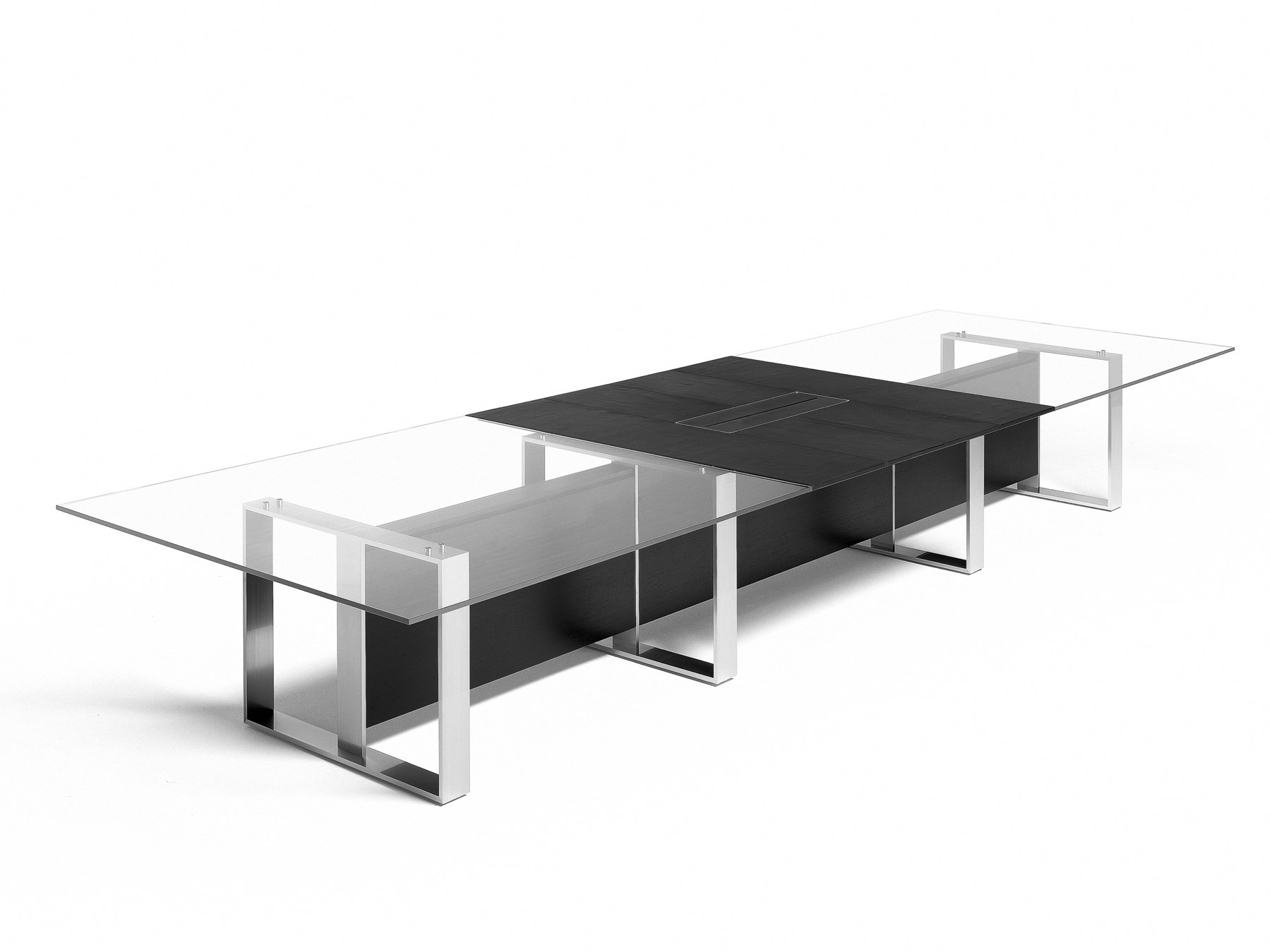 ALTAGAMMA Wood and glass meeting table with cable management By ESTEL ...