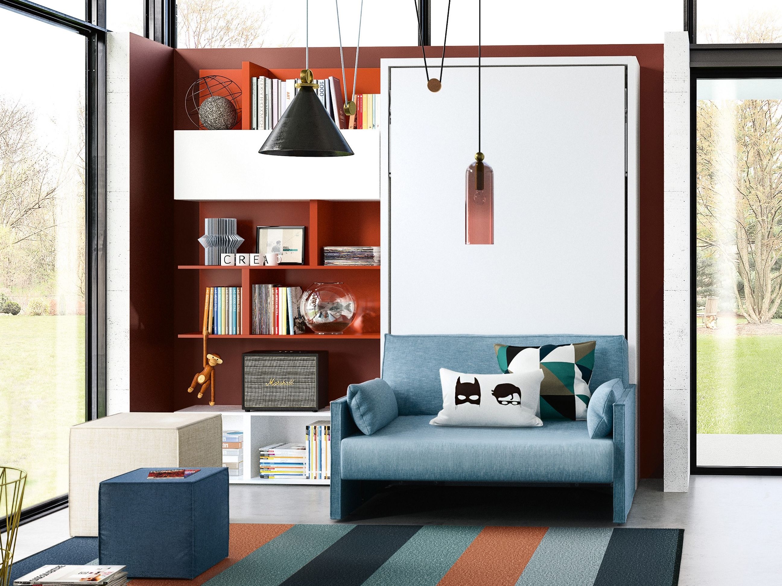 Divano trasformabile in tessuto a 2 posti ALTEA 120 SOFA By CLEI