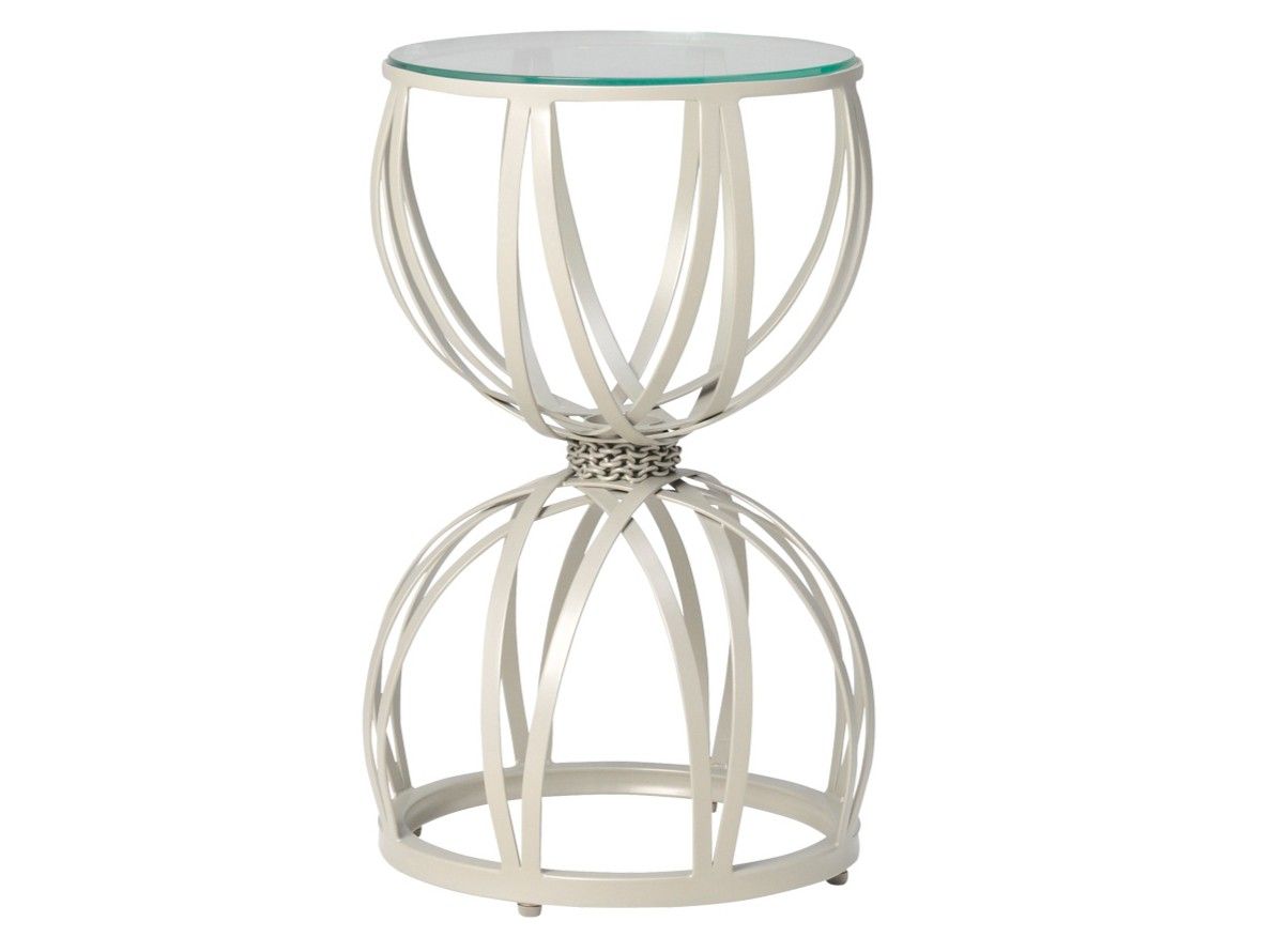 AMALFI Round Glass and Stainless Steel side table By JANUS et Cie