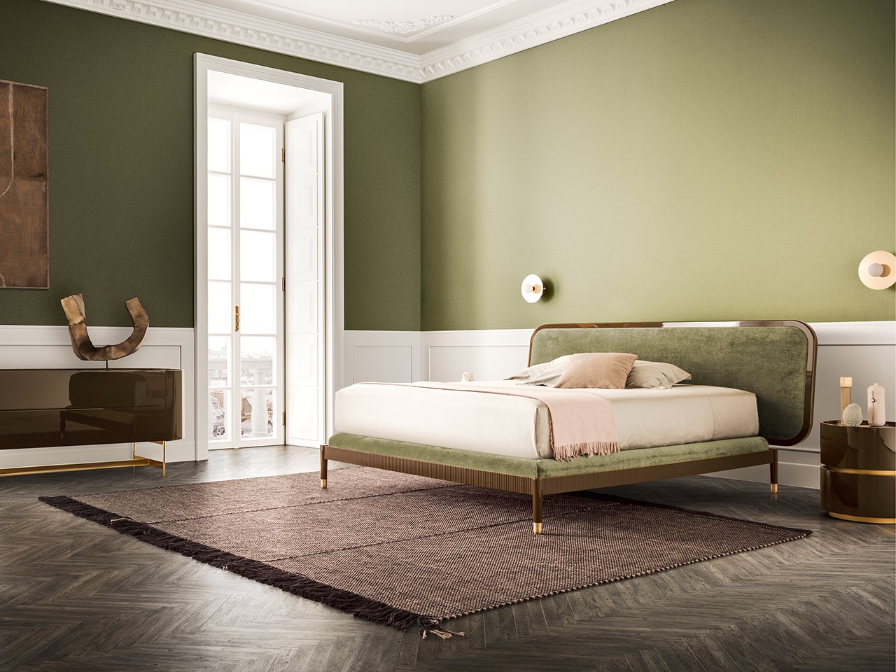 Letto matrimoniale in legno con testiera imbottita AMANTE By PIANCA ...