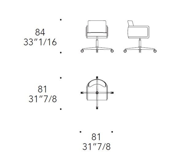 AMET Height-adjustable leather office chair with castors By Reflex