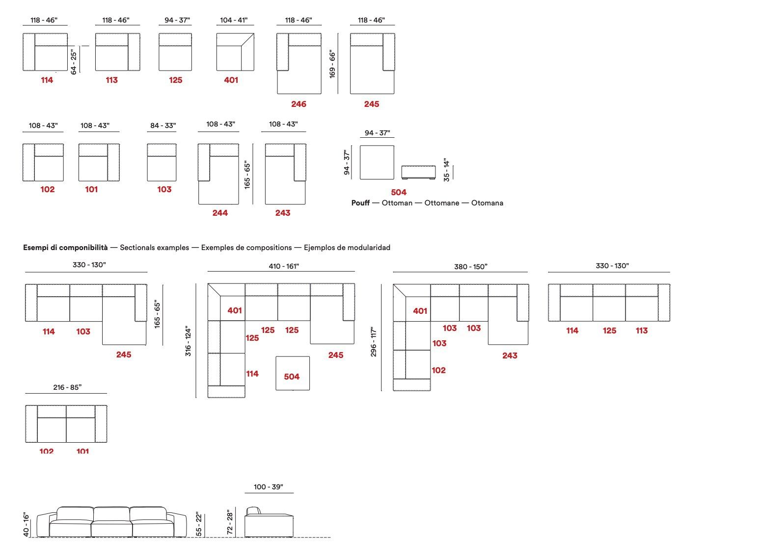 Sectional leather sofa AMICO By Max Divani