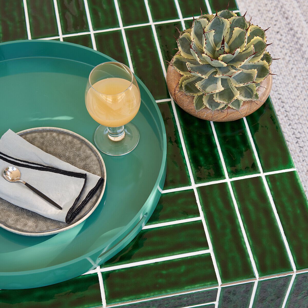 DENDI Square ceramic garden side table By AMPM