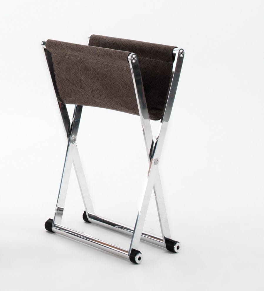 Folding leather stool ANDREA By ManifestoDesign design Enrico Tonucci