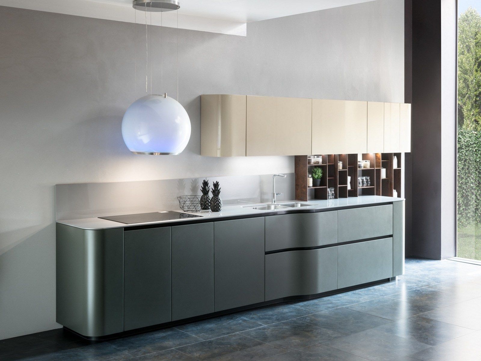 Linear Dekton® kitchen ANDROMEDA CURVY By Floritelli Cucine