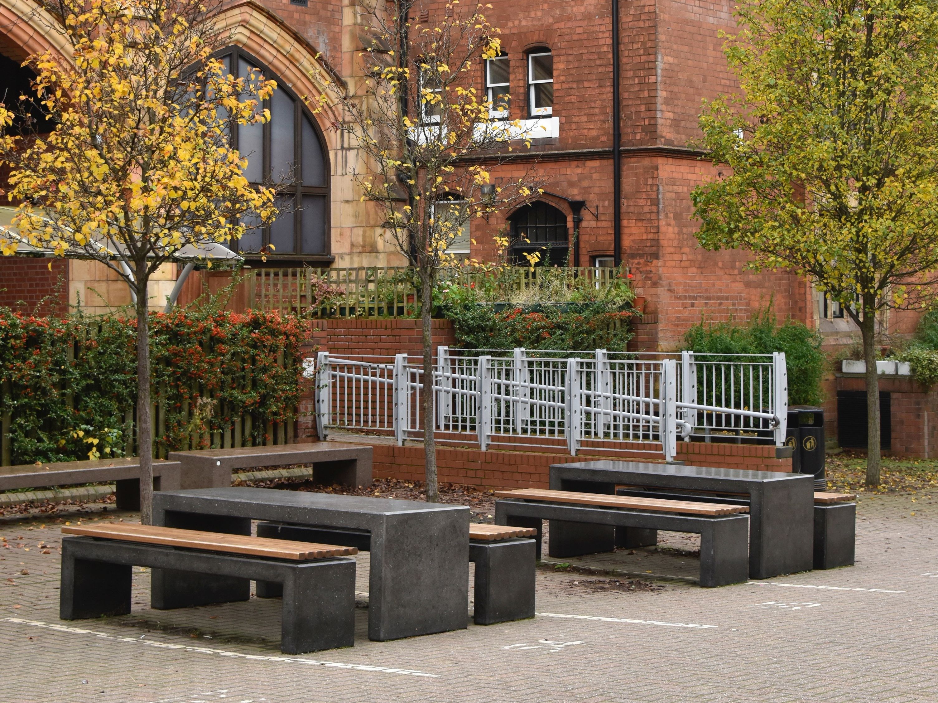 ANDROMEDA Rectangular concrete table for public areas By Calzolari