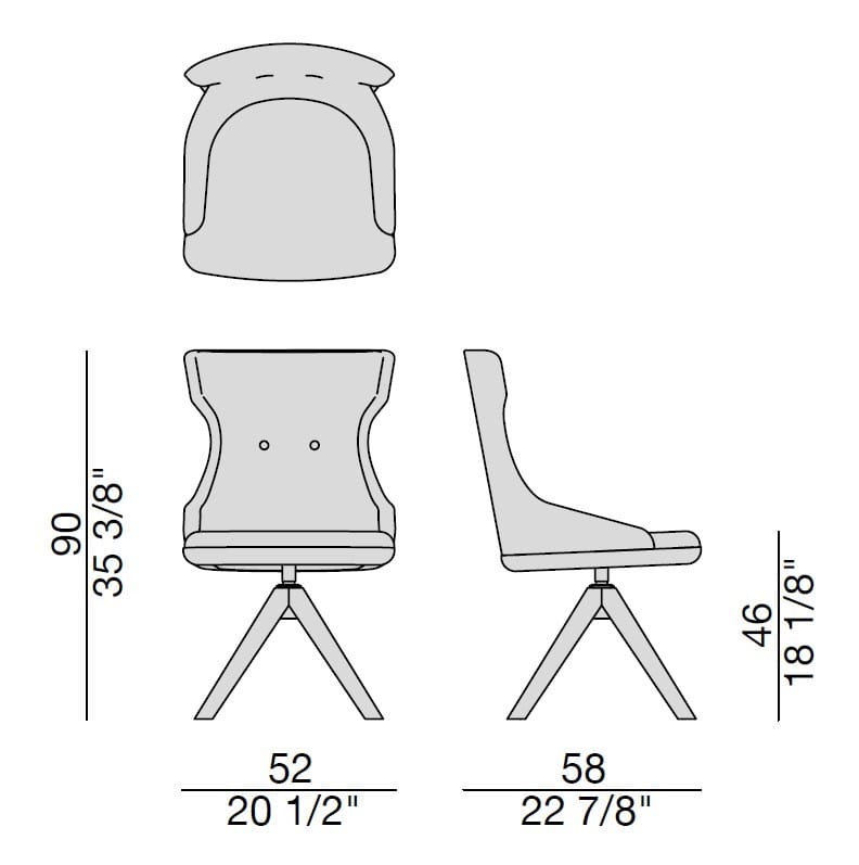 ANDY | Swivel chair Swivel trestle-based fabric chair By Porada