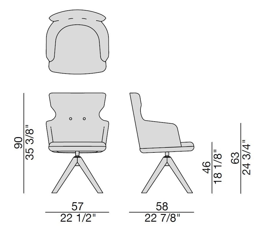 ANDY | Swivel chair Swivel trestle-based fabric chair By Porada