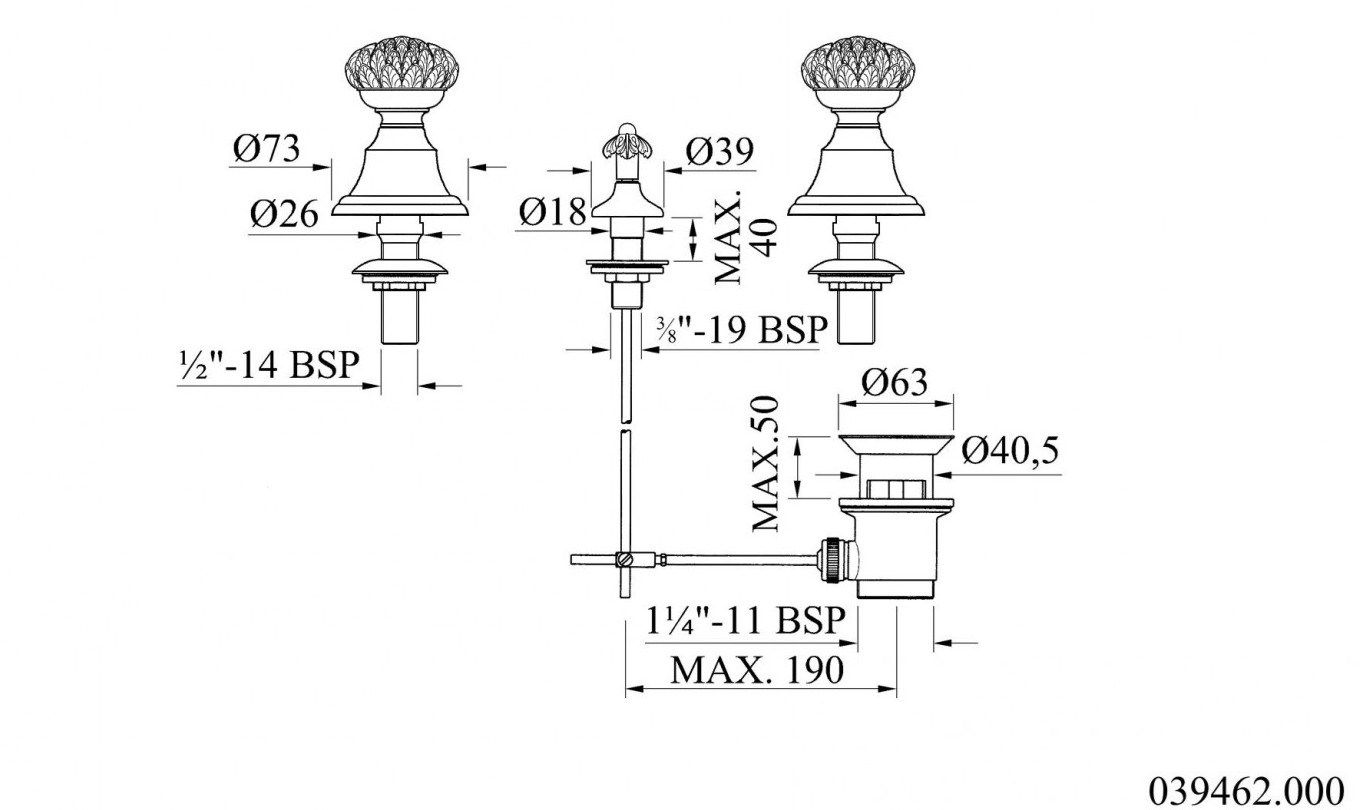 SWAN Torneira para bidé com 3 furos By Bronces Mestre