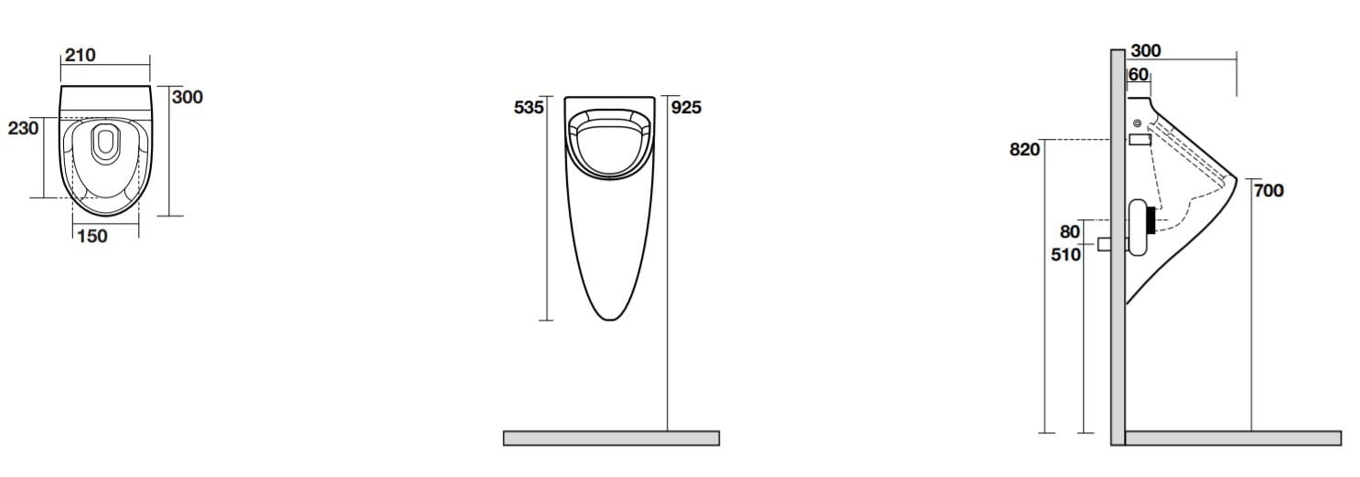 AQUATECH 3735 Suspended ceramic urinal By Kerasan | design Massimiliano ...