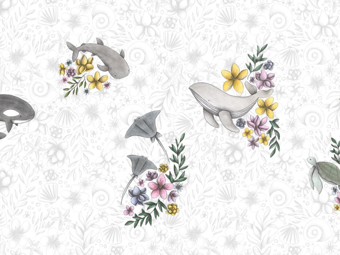 Nonwoven kids wallpaper AQUATICA By Ambientha design Cecilia Battaini