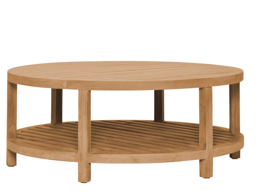 ARBOR Round teak coffee table By JANUS et Cie | design Janice Feldman