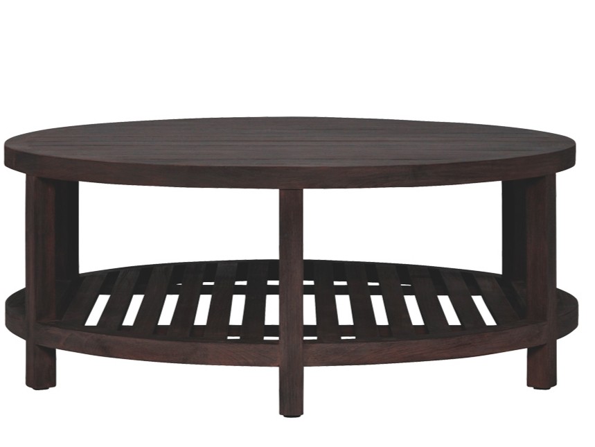 ARBOR Round teak coffee table By JANUS et Cie | design Janice Feldman