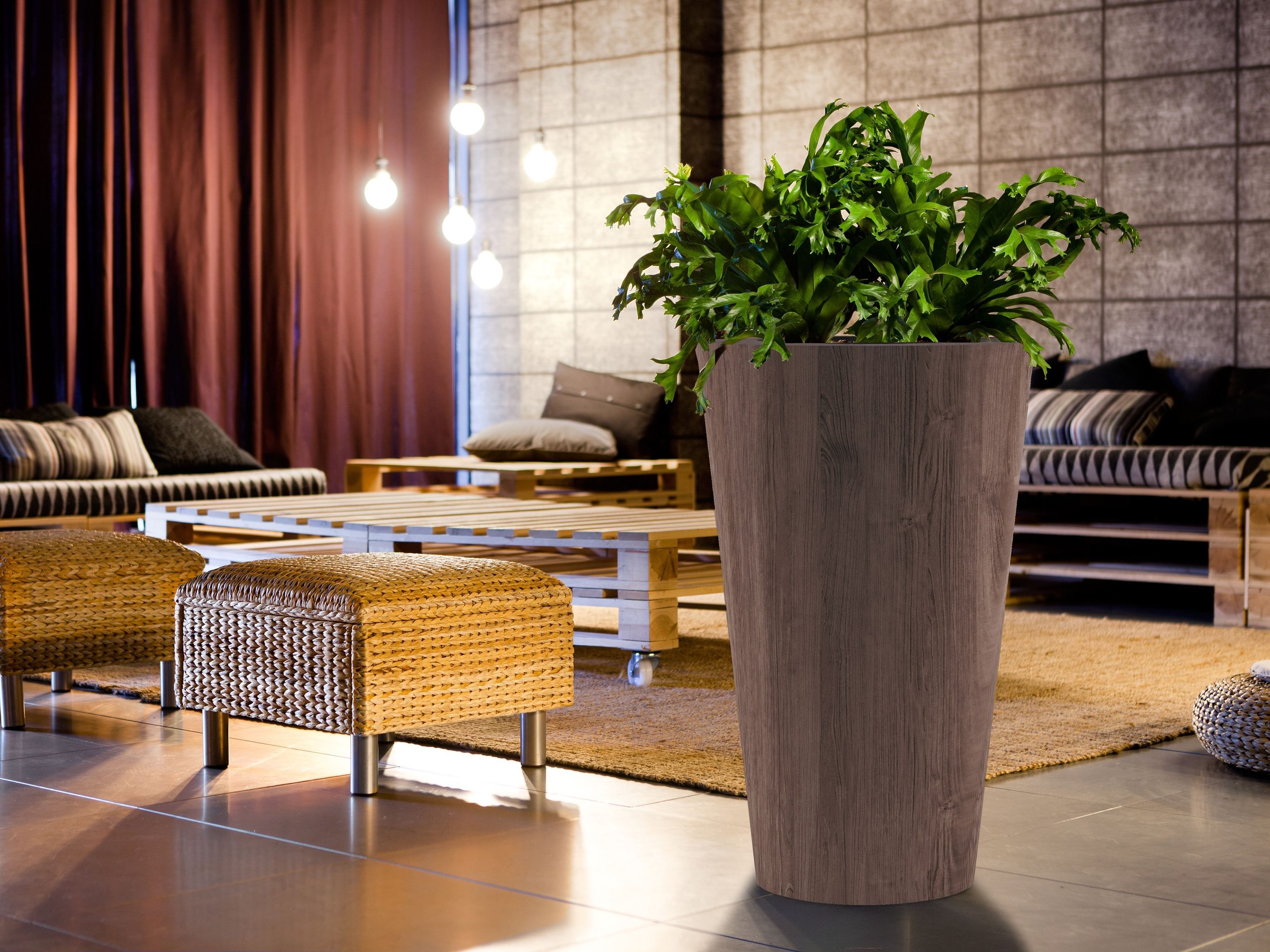 ARC | High plant pot High oak plant pot with automatic watering By ...