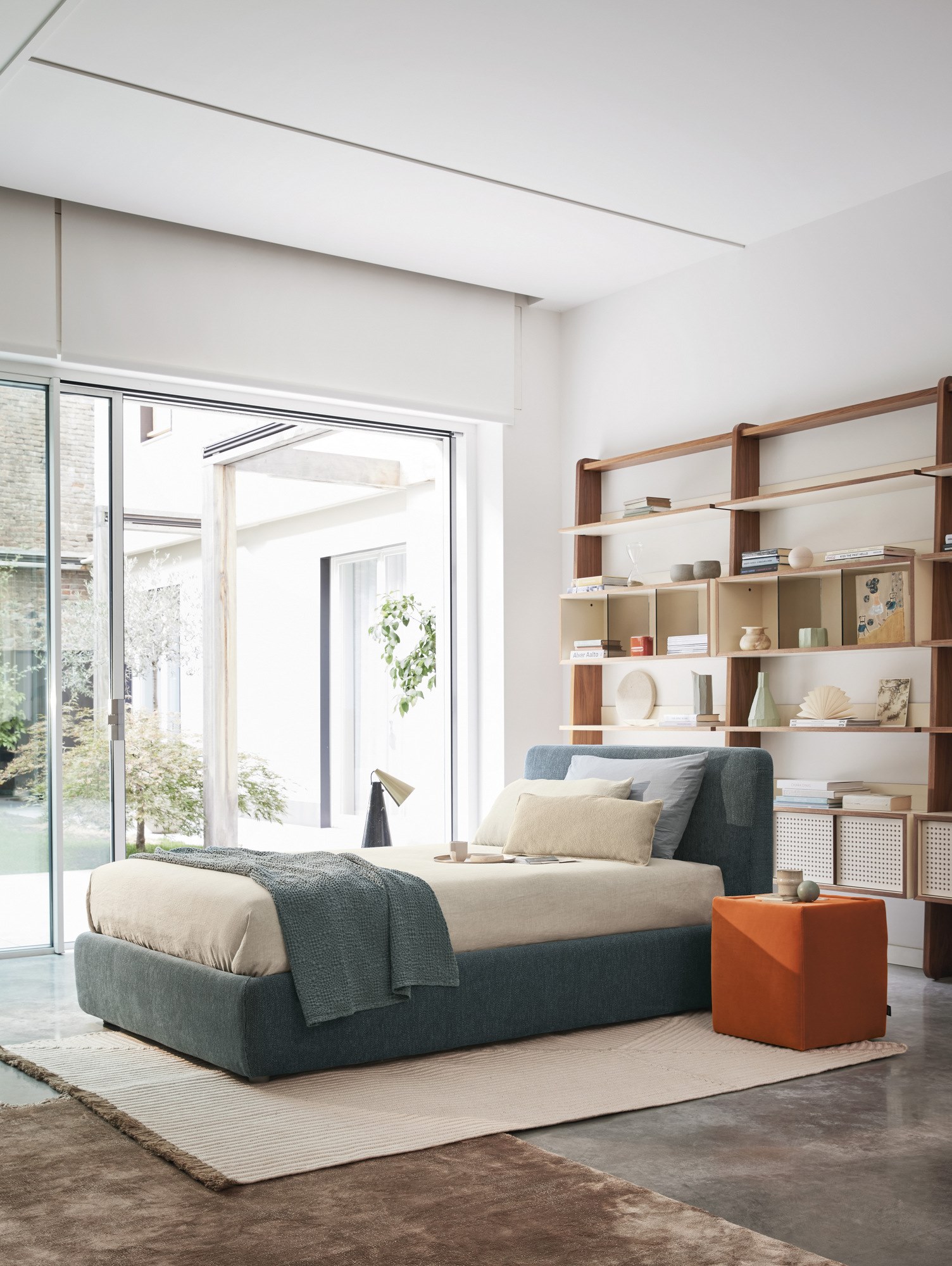 ARES Storage pouf with docking station By Bolzan