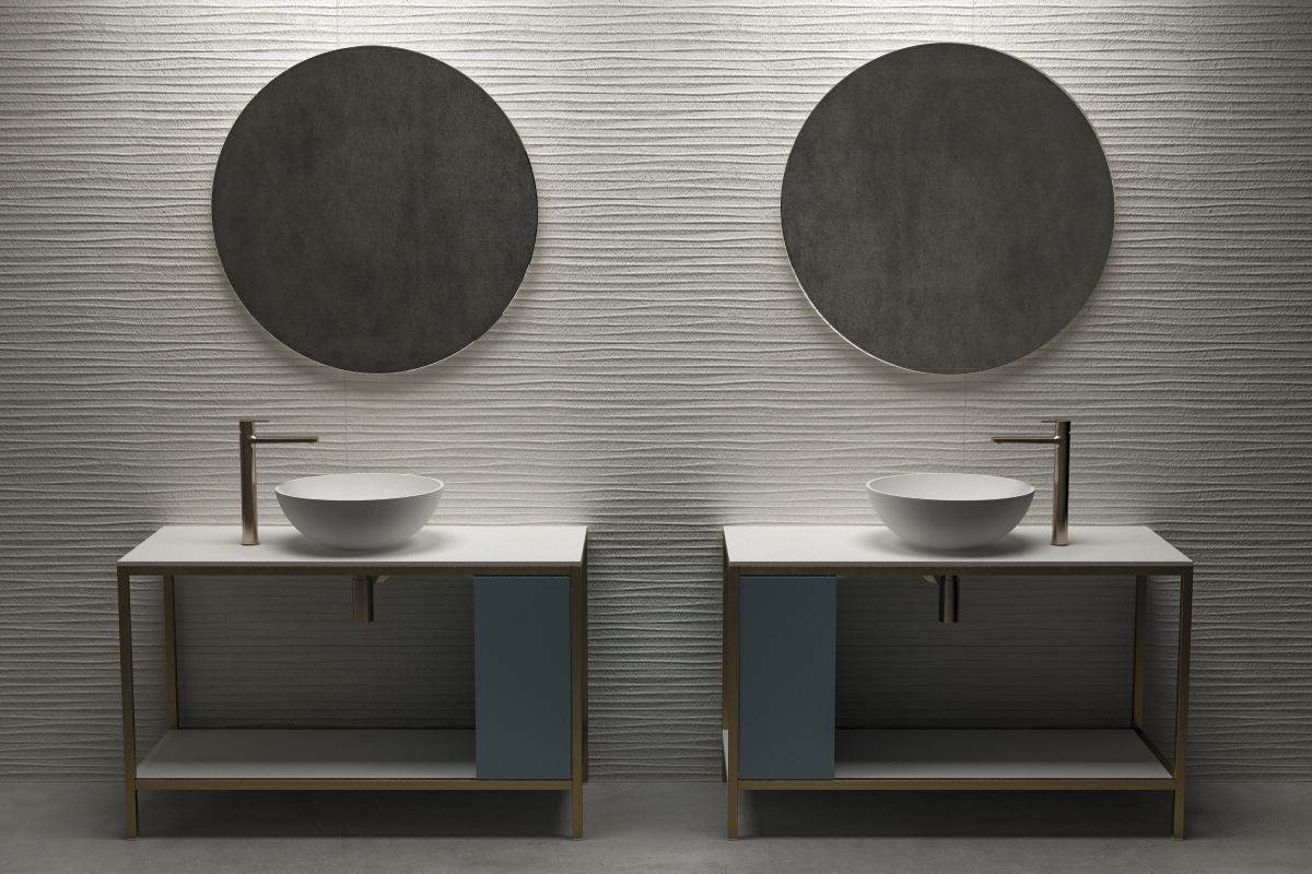 Sectional floor-standing metal console sink ARIA By MOMA Design