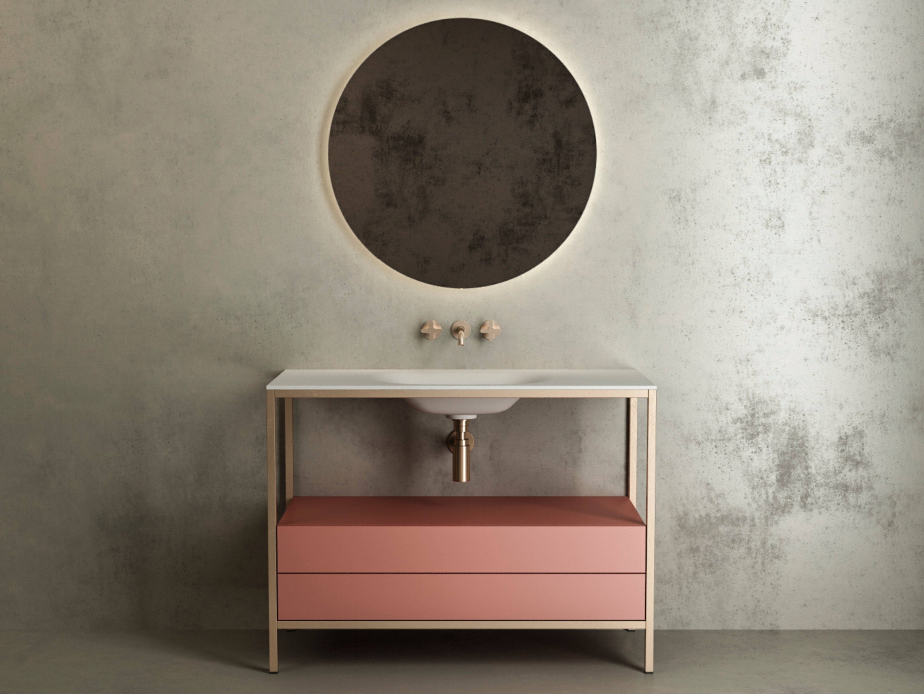 Sectional floor-standing metal console sink ARIA By MOMA Design