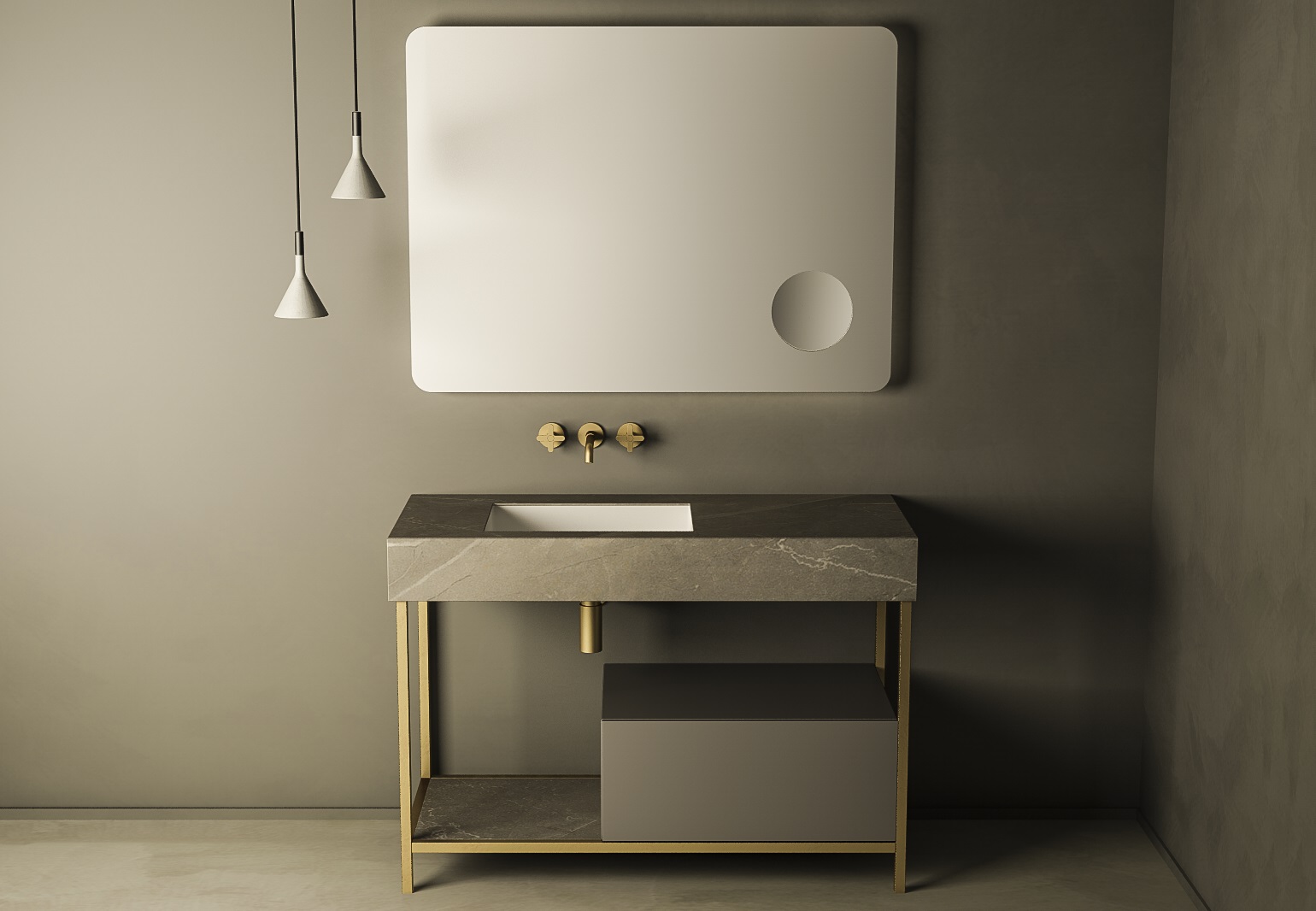 Sectional floor-standing metal console sink ARIA By MOMA Design