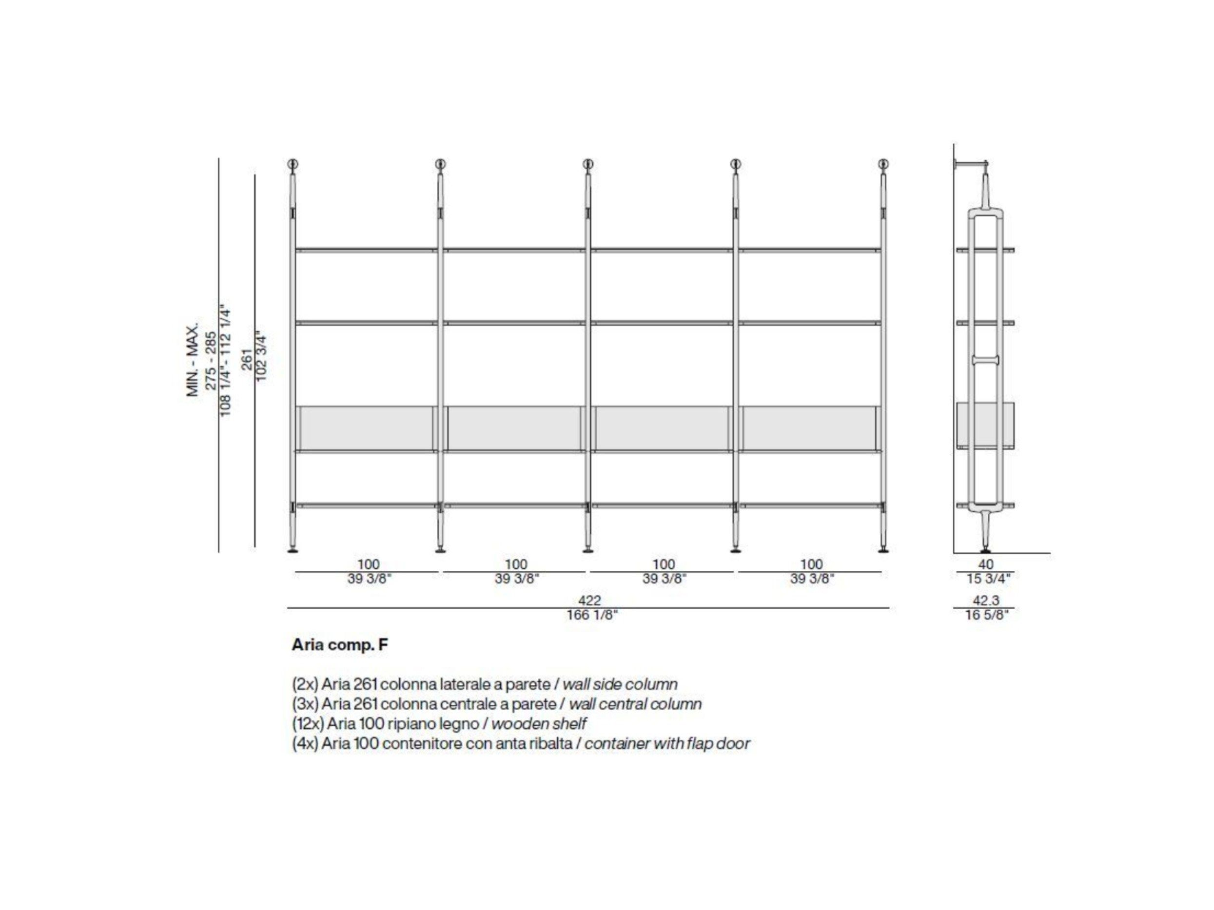 ARIA | Wall-mounted bookcase Modular ash bookcase with drawers By ...