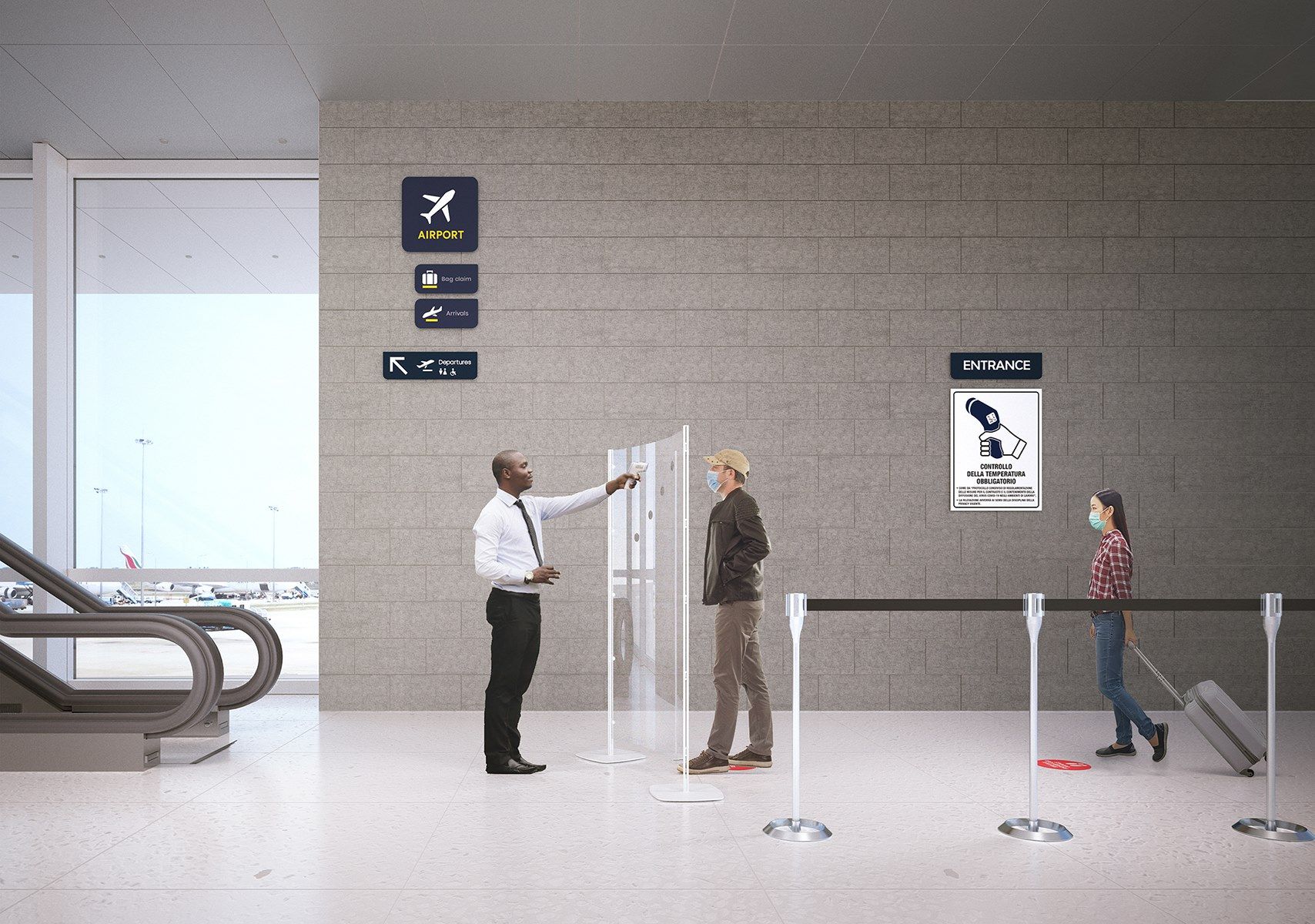 ARIANNA SAFETY Free standing polycarbonate protective barrier By Caimi ...