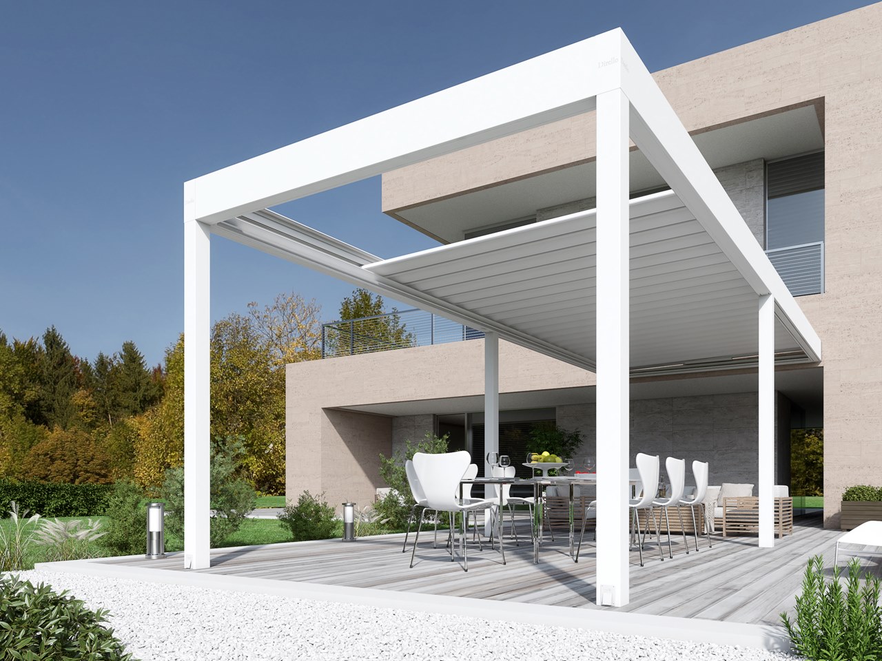 Pergola in piano con telo scorrevole ad impacchettamento ARMONIA AF By ...