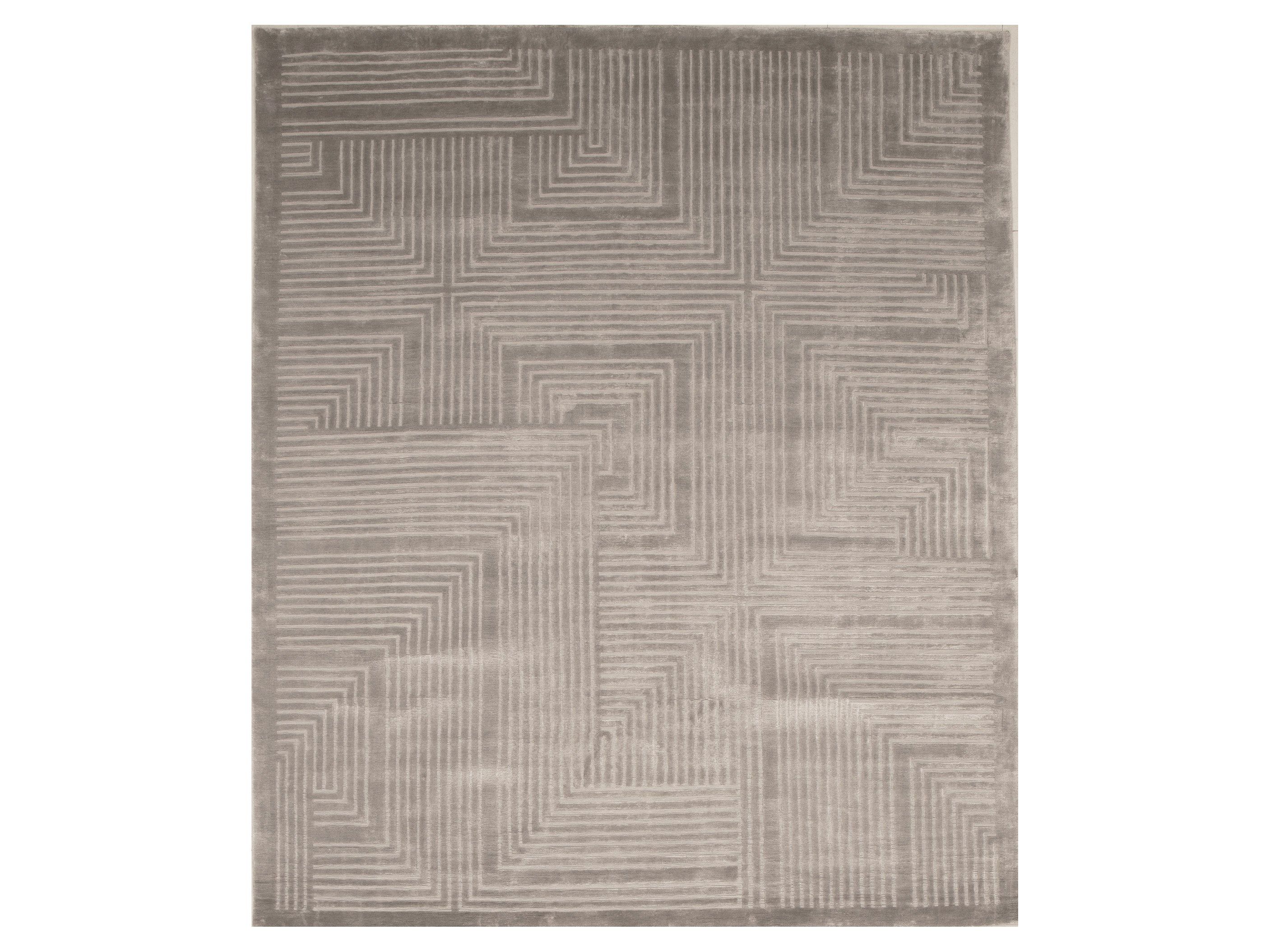 ARMSTRONG GYPSE Rectangular handmade silk rug with geometric shapes By ...