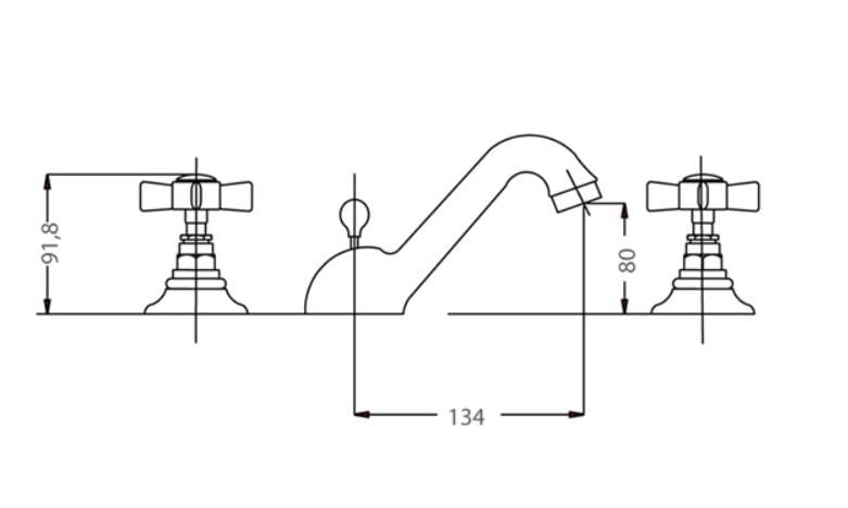 ASCOT 3 hole countertop washbasin tap By Gentry Home