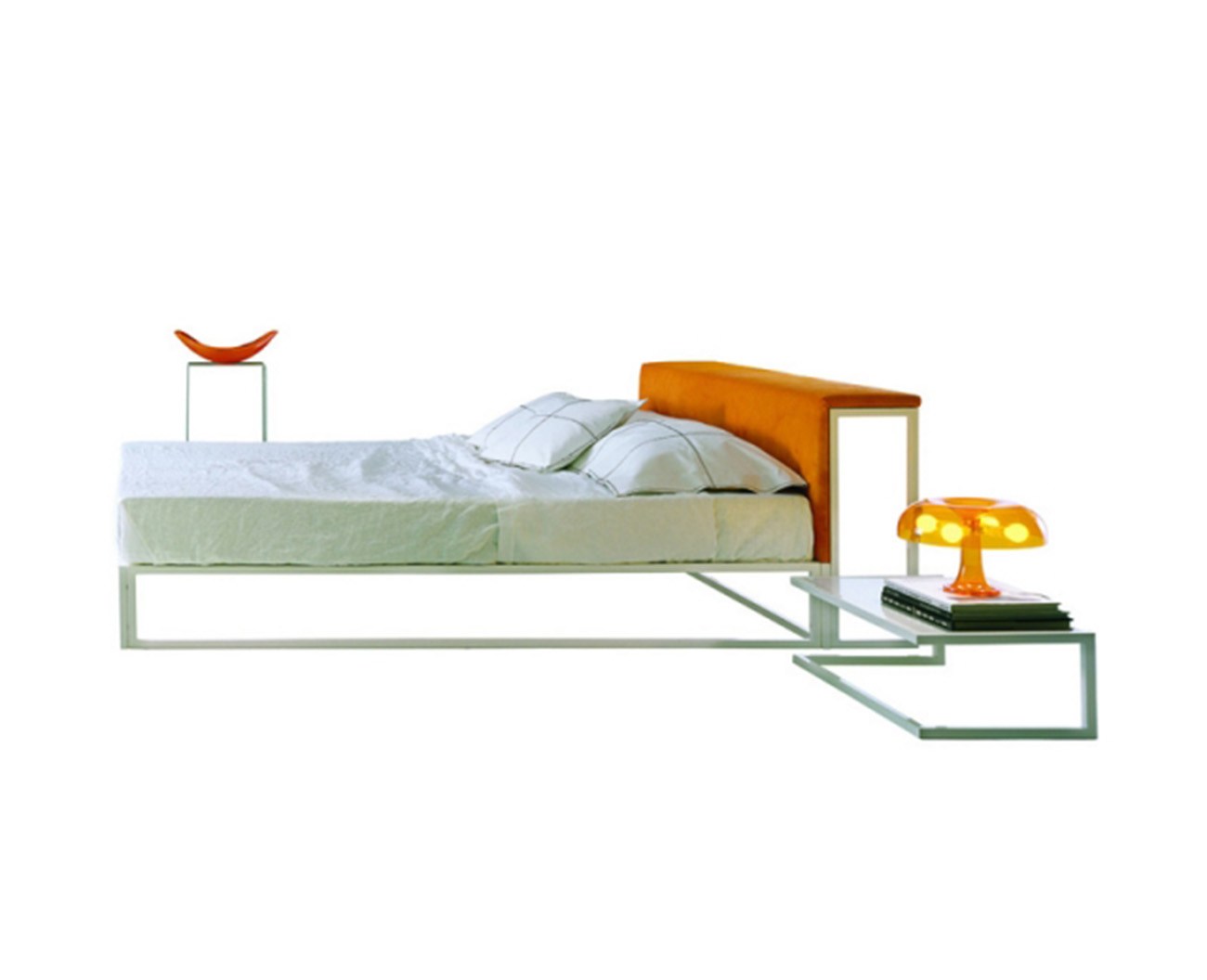 Steel double bed with upholstered headboard ASHA STEP By XAM design ...