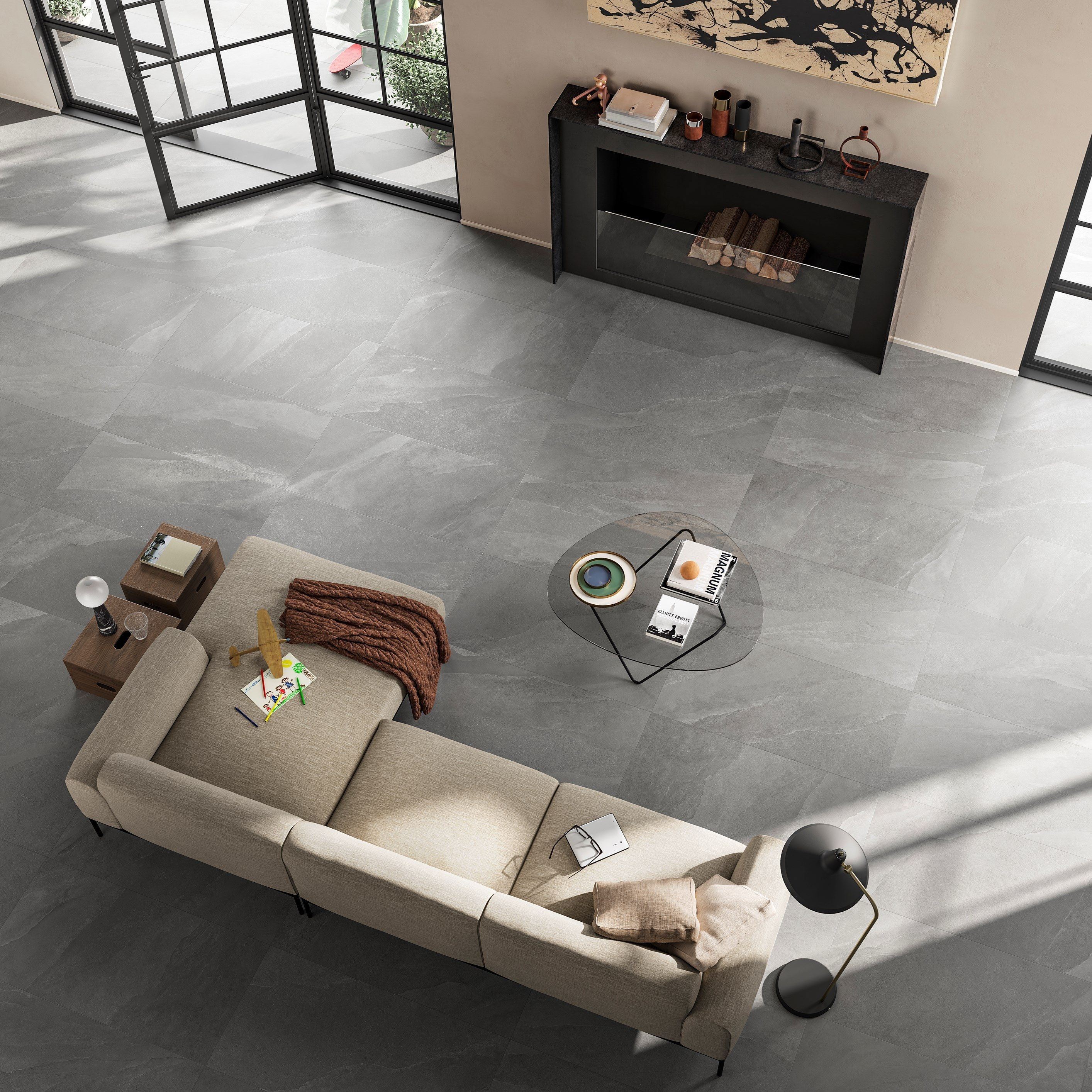 Indoor/outdoor porcelain stoneware wall/floor tiles with stone effect ...