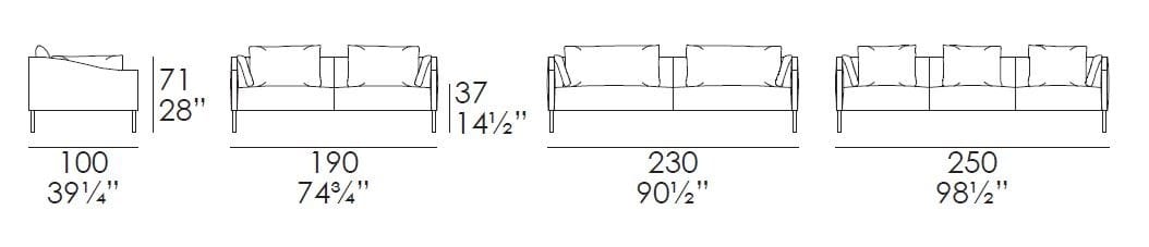 3 seater fabric sofa ASOLO By JESSE design Giopato & Coombes