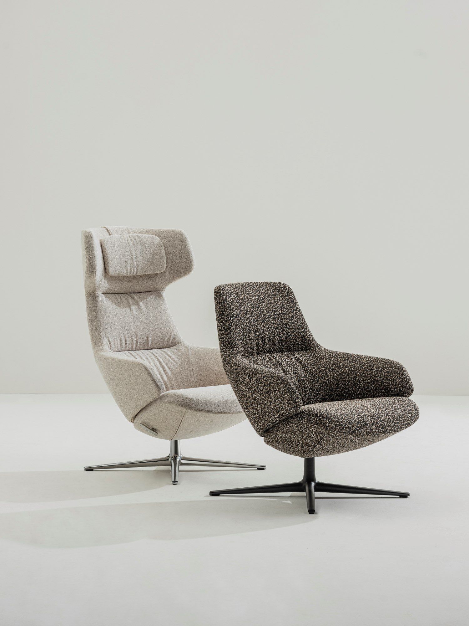 ASTON CLUB Fabric armchair with 4-spoke base with armrests By Arper ...