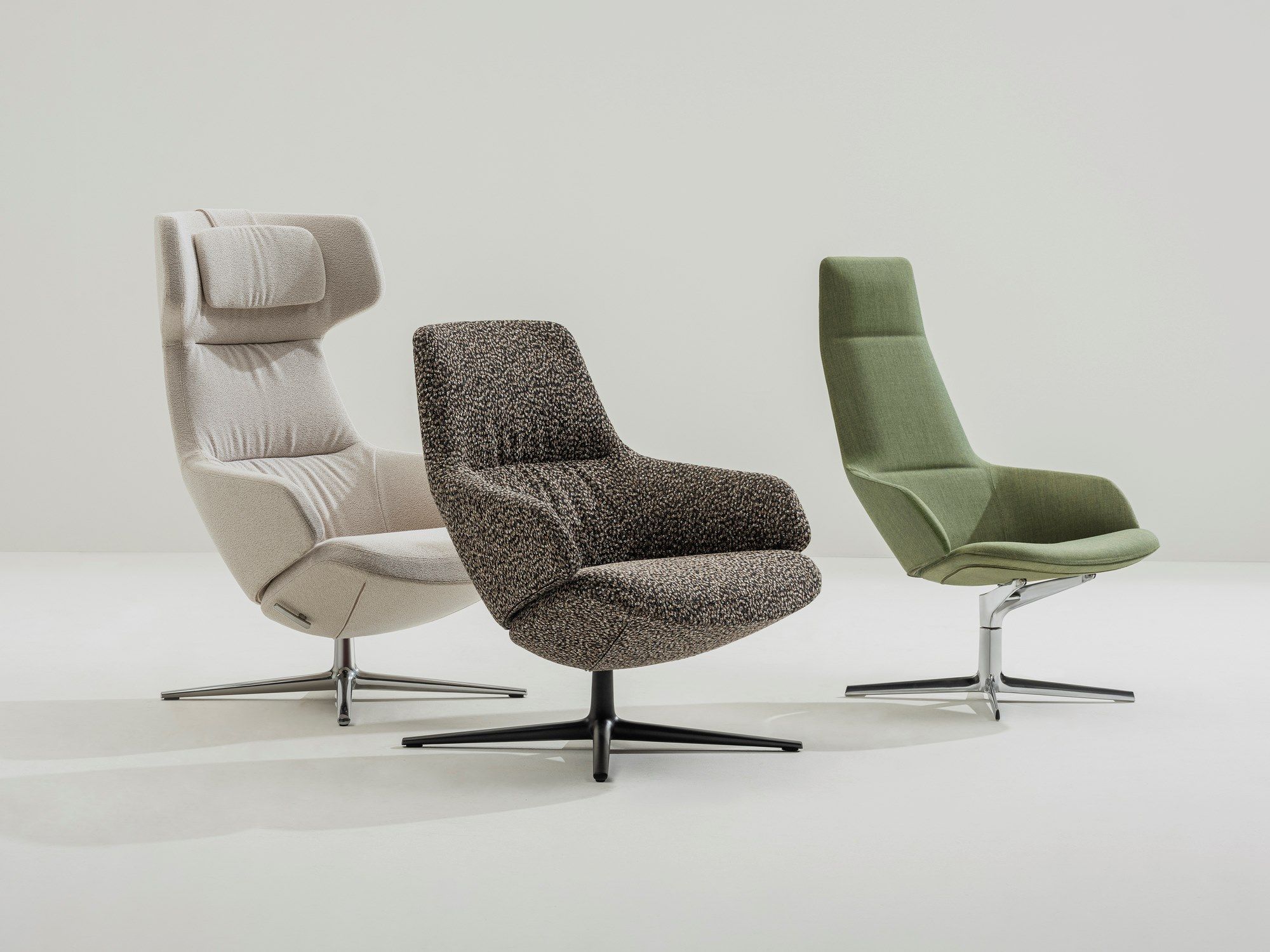 ASTON CLUB Fabric armchair with 4-spoke base with armrests By Arper ...