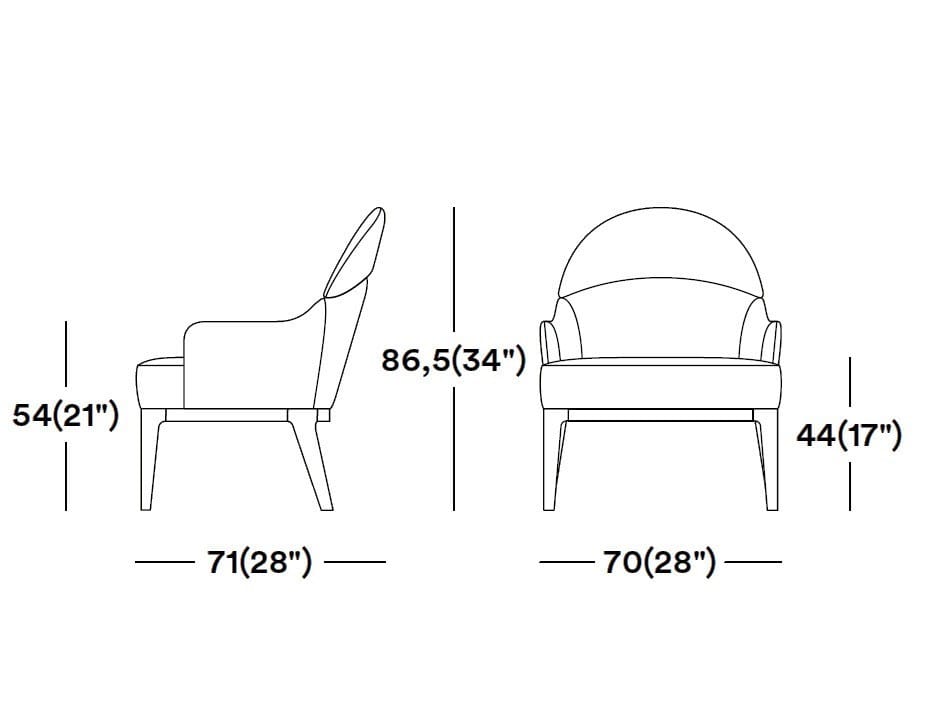 ASTON Fabric easy chair with armrests By Tirolo