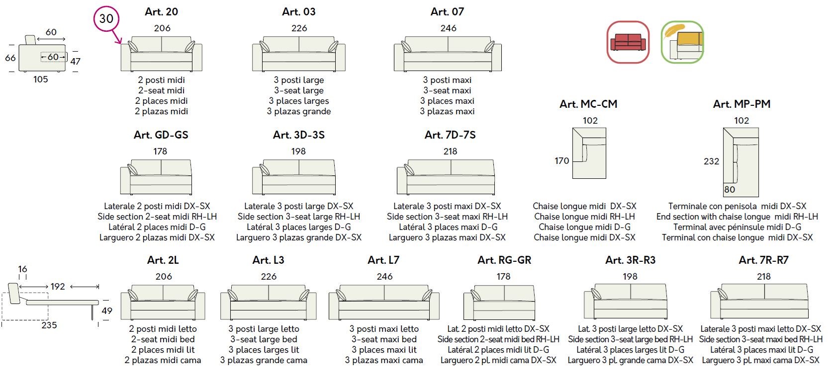 5 seater corner fabric sofa bed ASTON By Felis