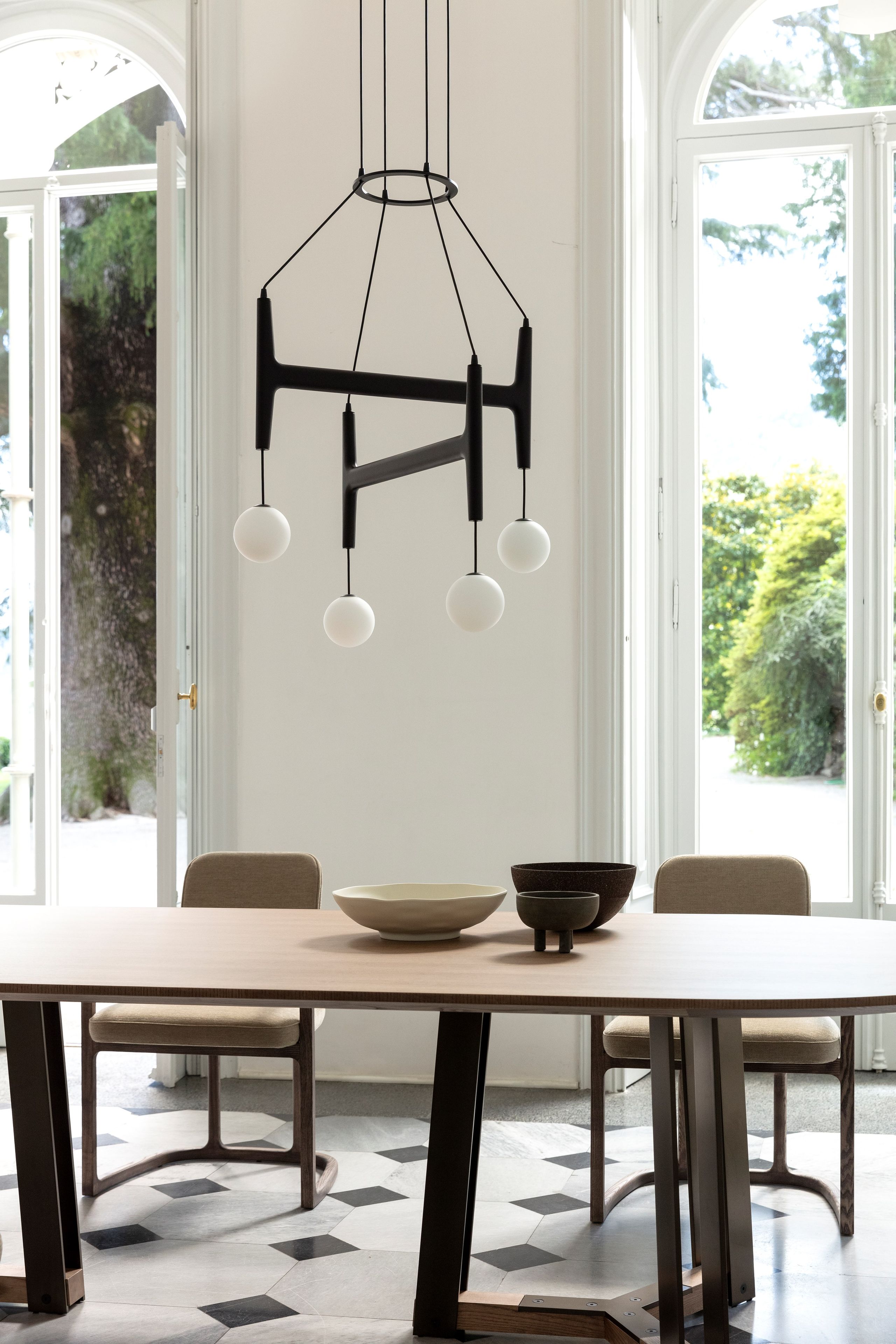ASTRA Canaletta walnut pendant lamp By Porada | design David Dolcini