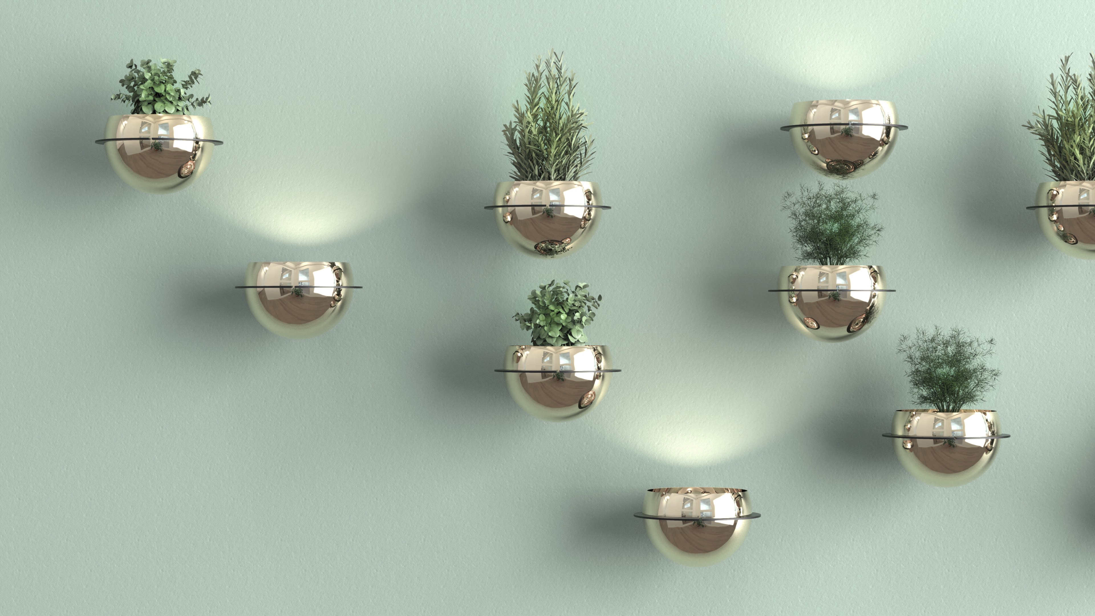 GLOBE Wall-mounted metal vase By BLOSS | design Studio Nove.3