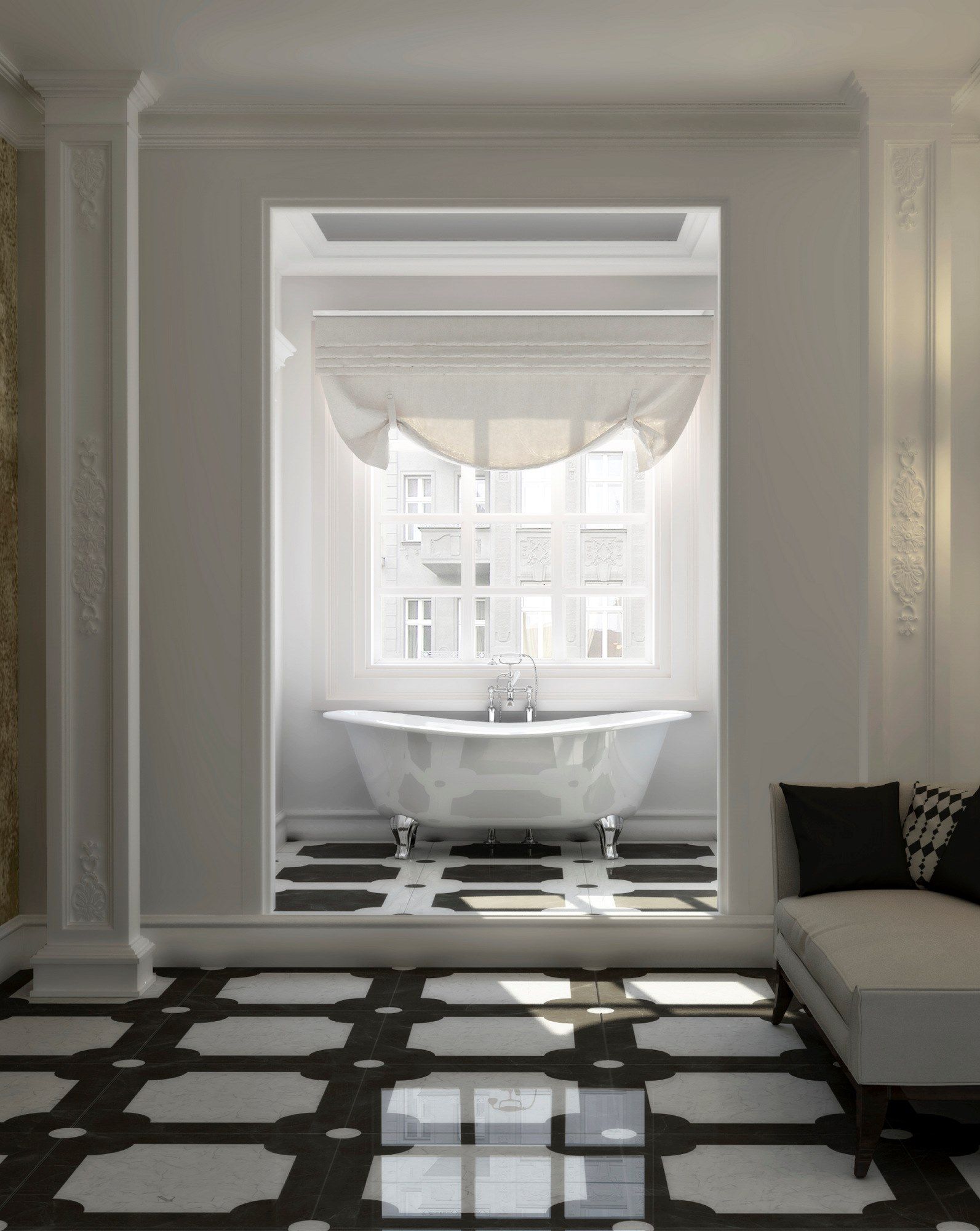 Porcelain stoneware flooring with marble effect ATELIER 18 By Devon&Devon