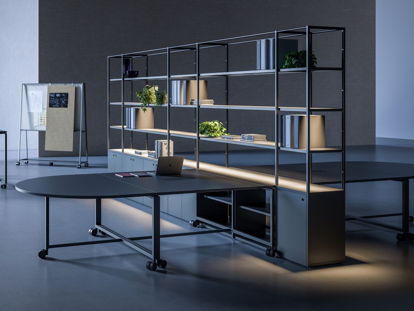ATELIER Sectional workstation desk with shelves By FANTONI