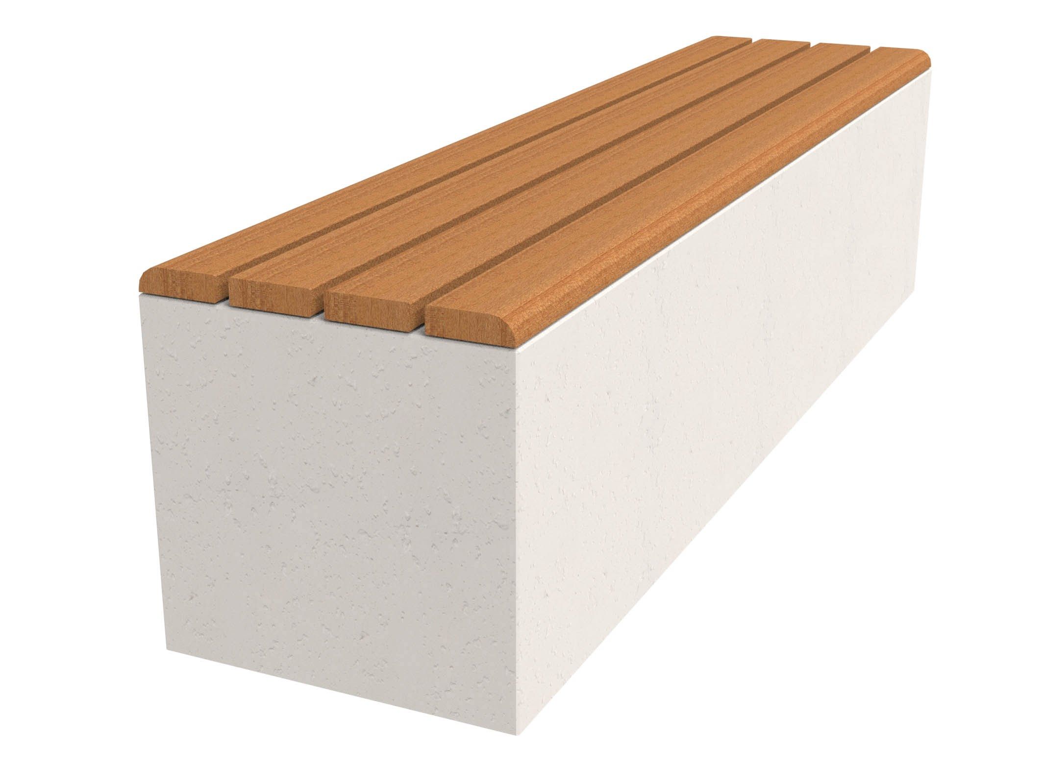 ATENA | Backless bench Concrete bench with okumè slats By Lazzari