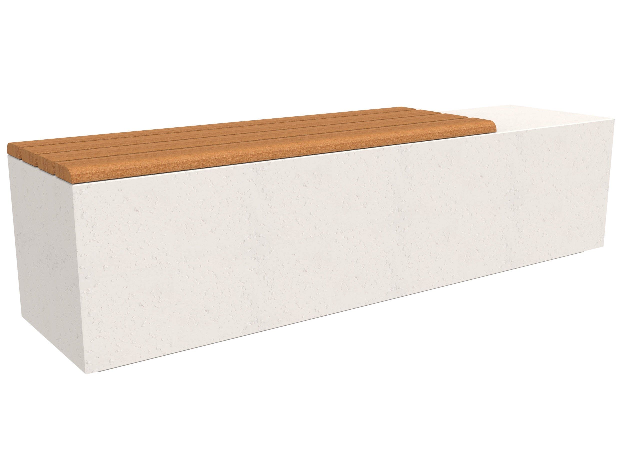 ATENA | Backless bench Concrete bench with okumè slats By Lazzari